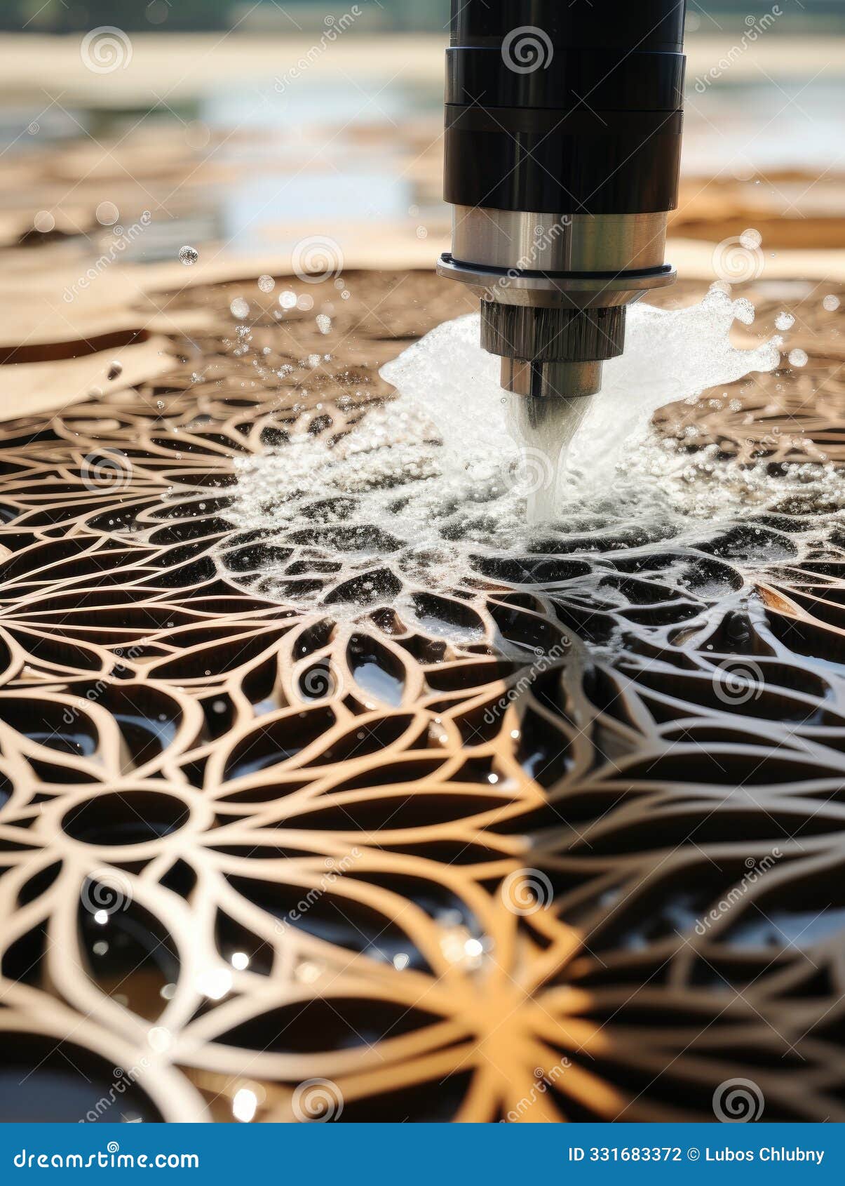 Machine Using Water Pressure To Cut through Stainless Steel Materials ...