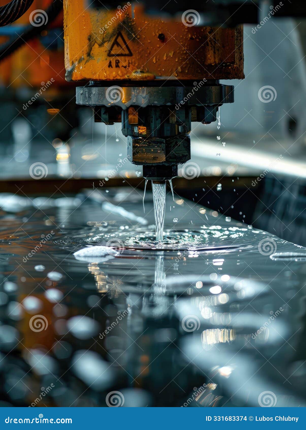 Machine Using Water Pressure To Cut through Stainless Steel Materials ...