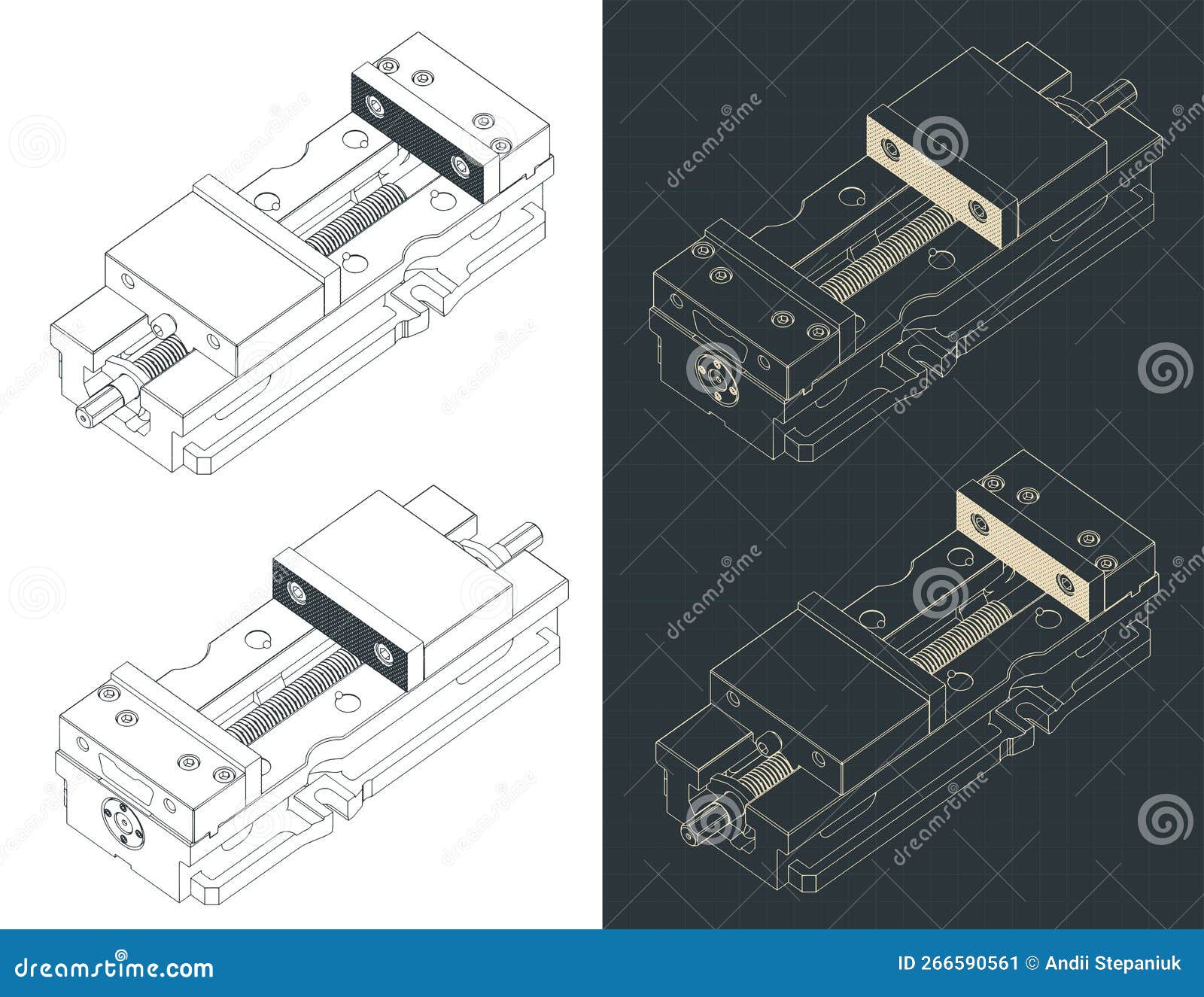 Isometric Vice On Blue Background, Single Color Workshop Tool, 3d ...