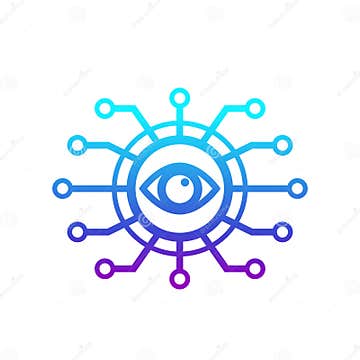 Machine Vision, Computer Visual Recognition Icon Stock Vector ...