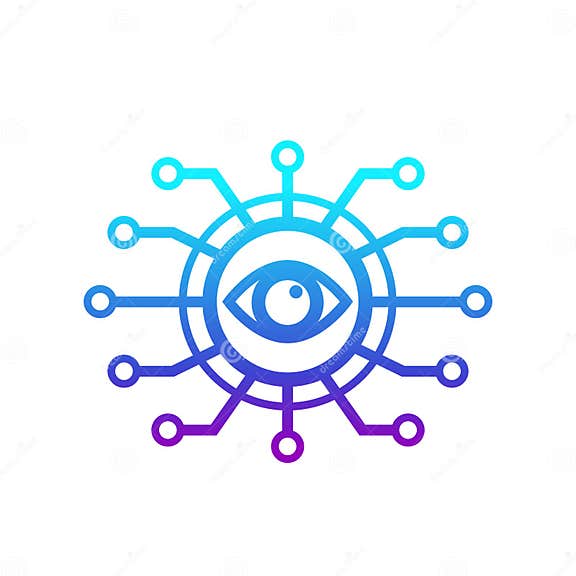 Machine Vision, Computer Visual Recognition Icon Stock Vector ...
