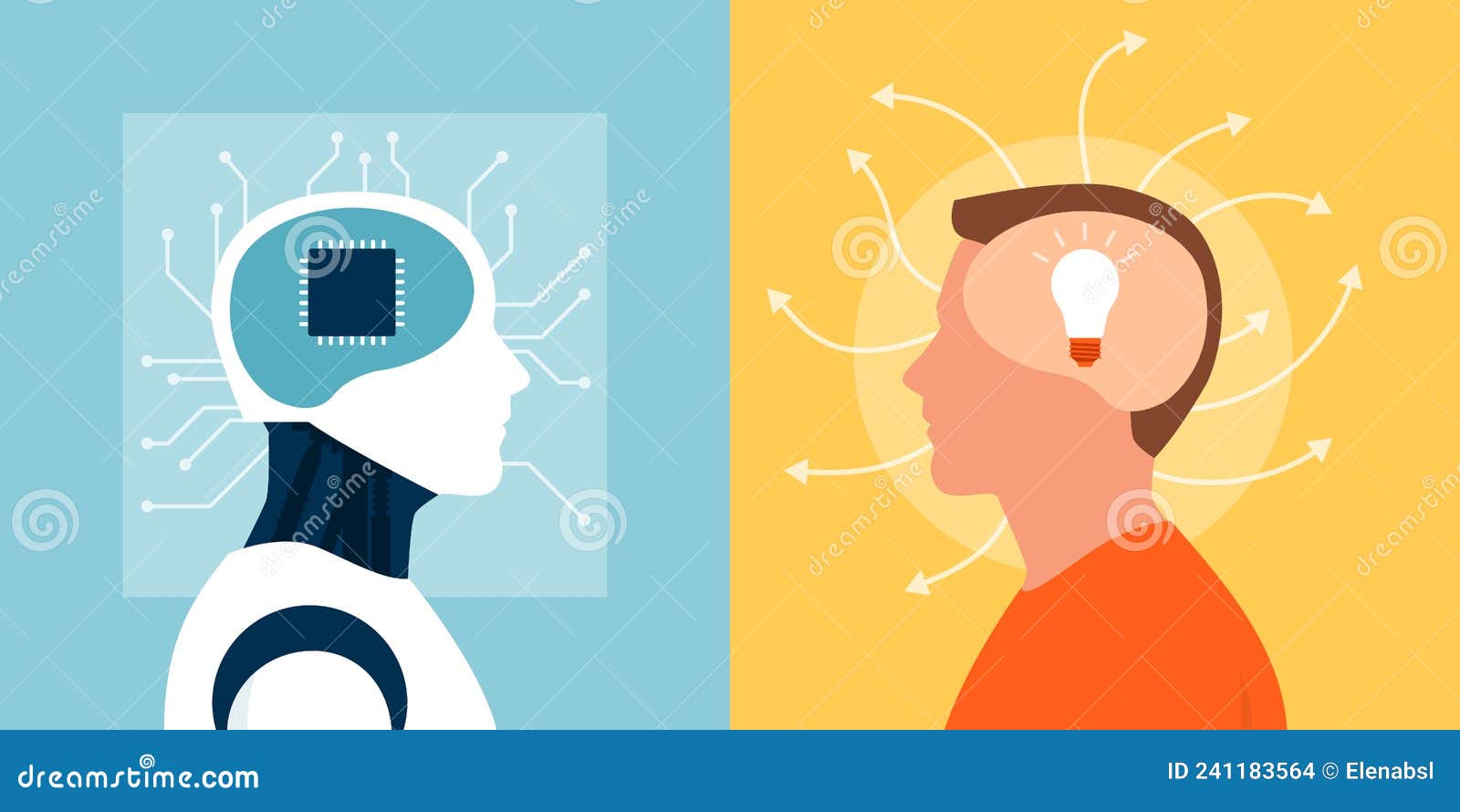 Machine Vs Human: Robot and Man Facing Each Other Stock Vector ...