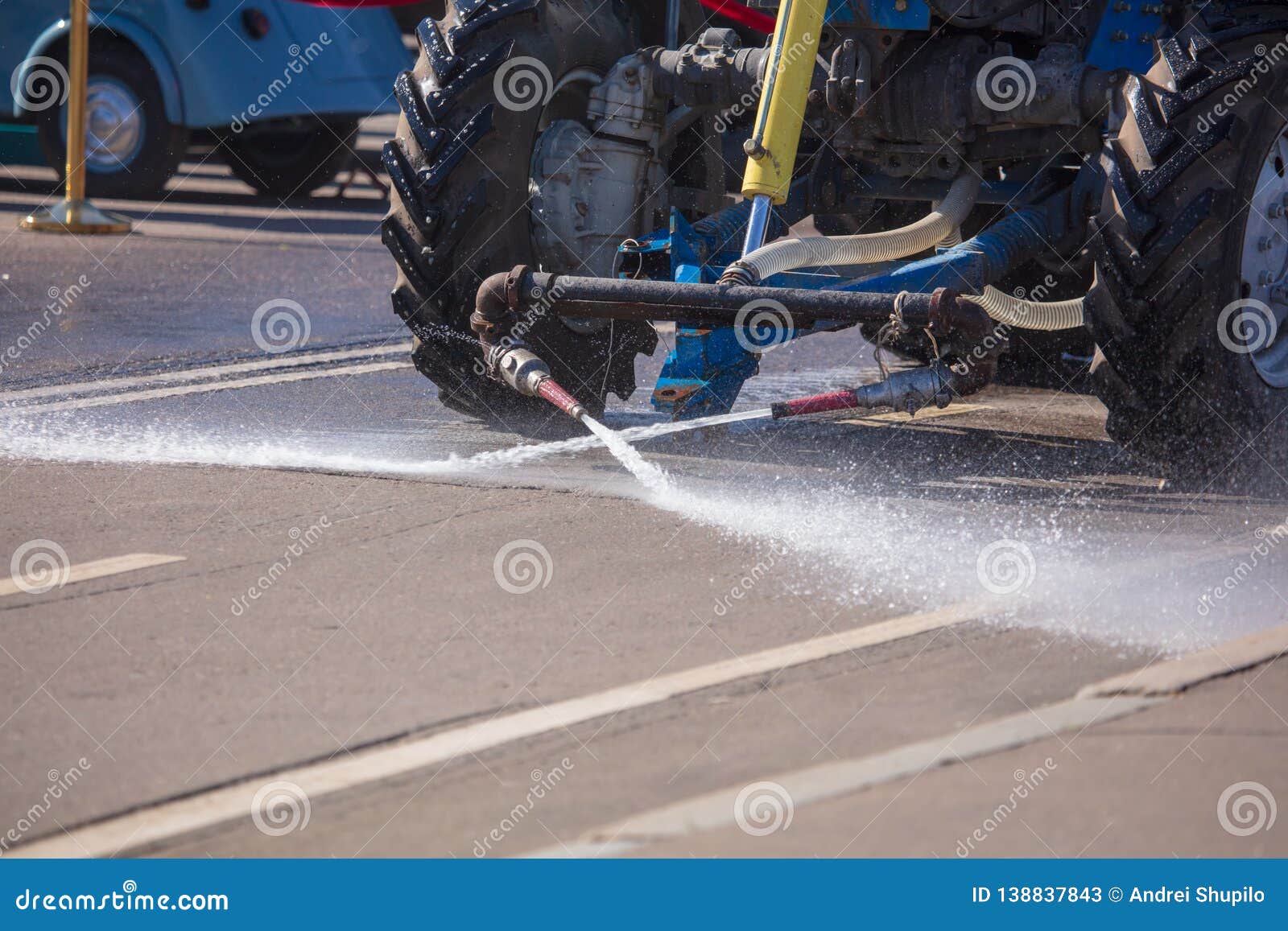 The Machine Washes the Road with Water Stock Image - Image of wash ...