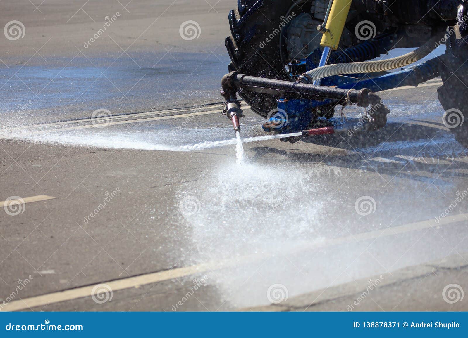 The Machine Washes the Road with Water Stock Image - Image of ...