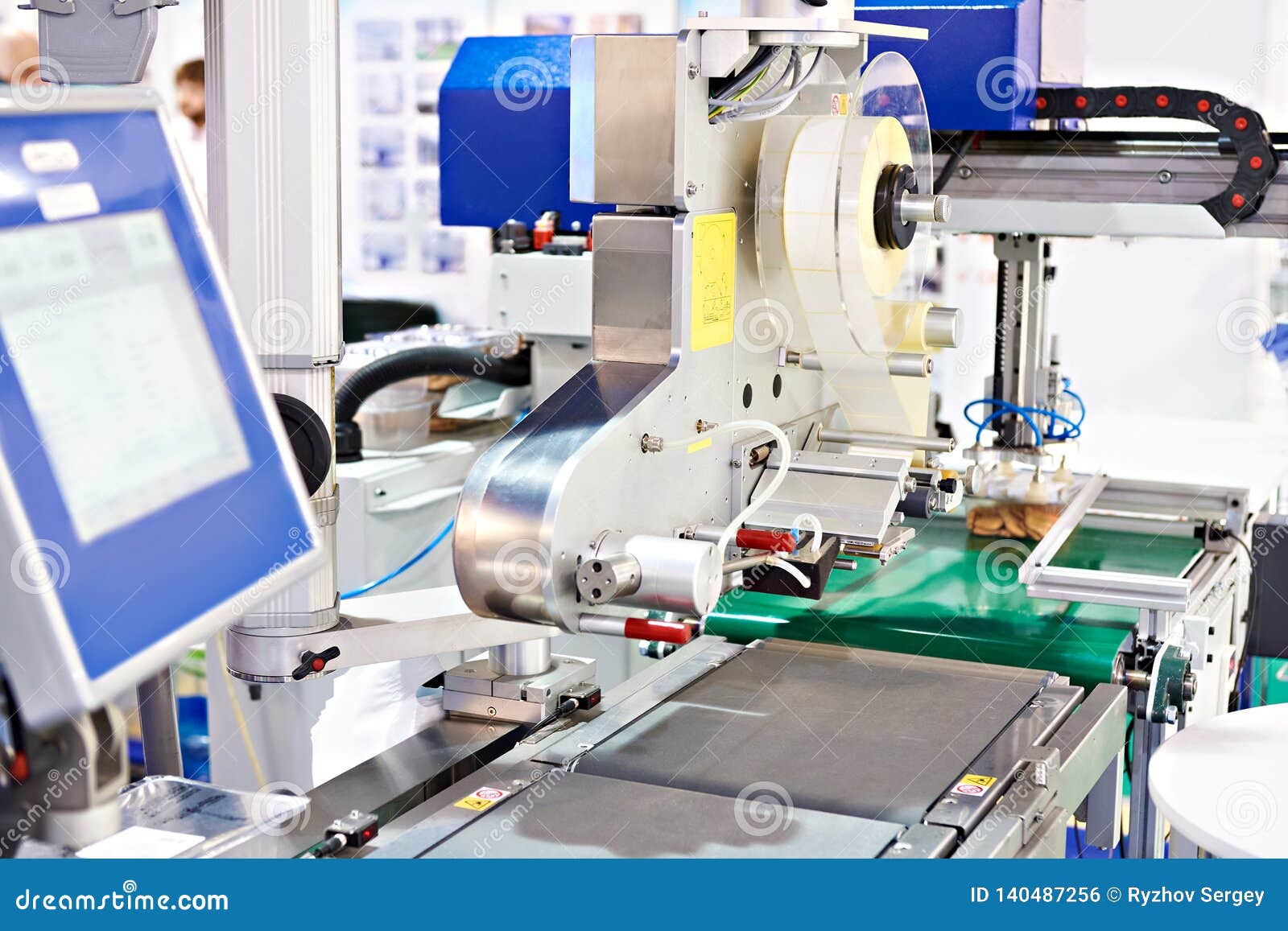 Machine of Weighing and Labeling Stock Photo - Image of packaging ...