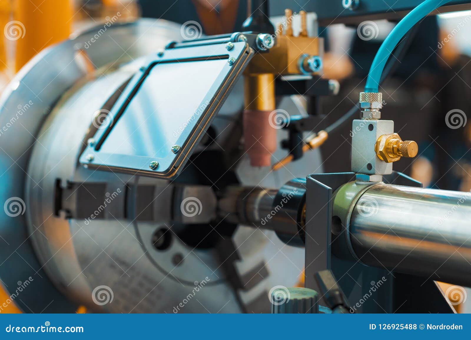 The Machine for Welding Surfacing Cylindrical Parts. Stock Photo ...