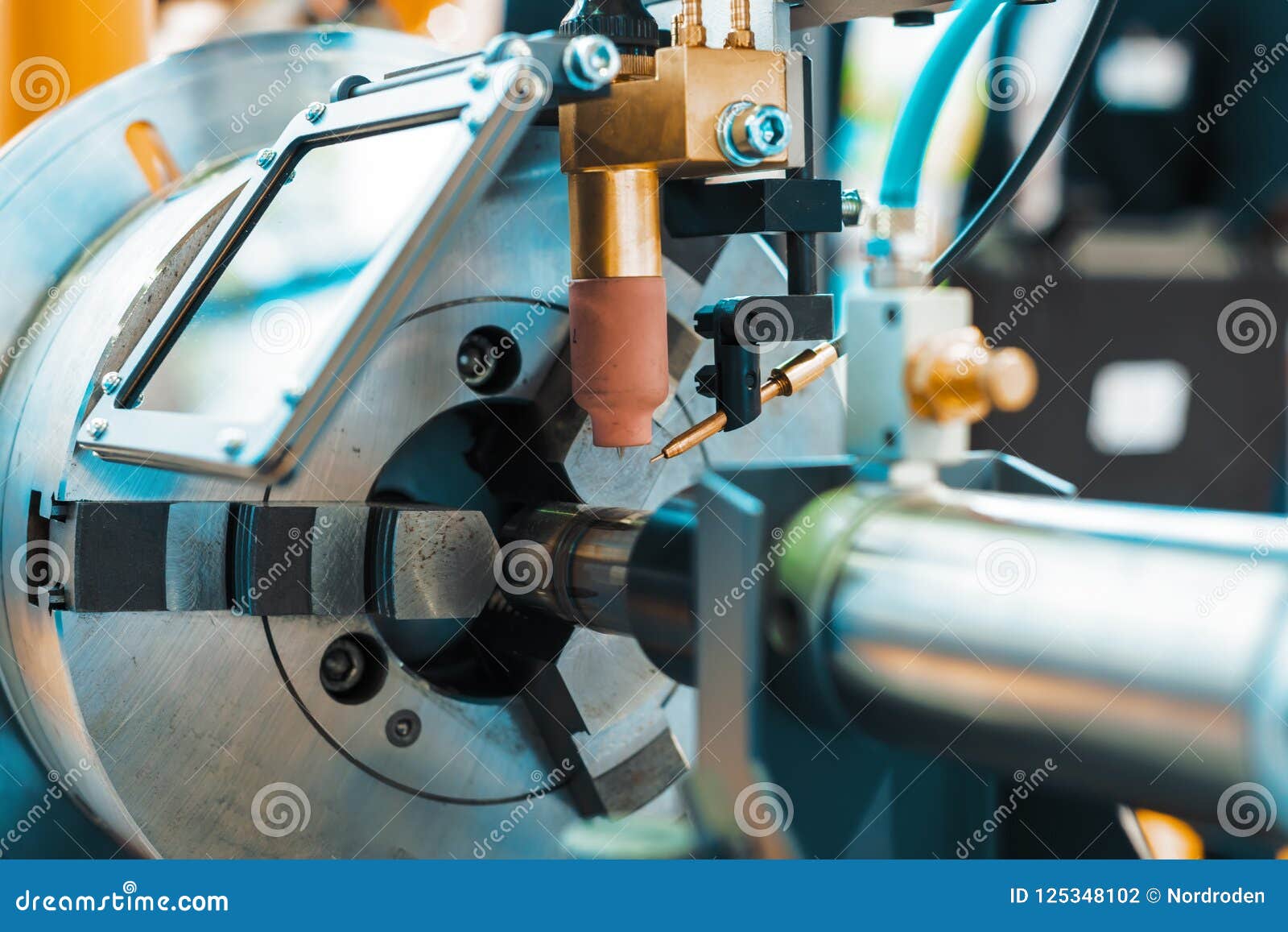 The Machine for Welding Surfacing Cylindrical Parts. Stock Photo ...
