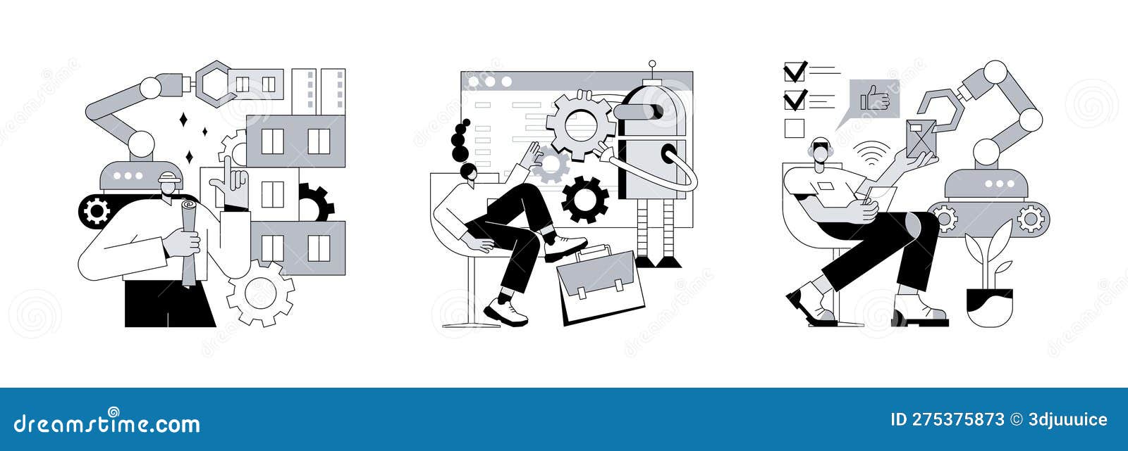 Machine Work Abstract Concept Vector Illustrations. Stock Vector ...