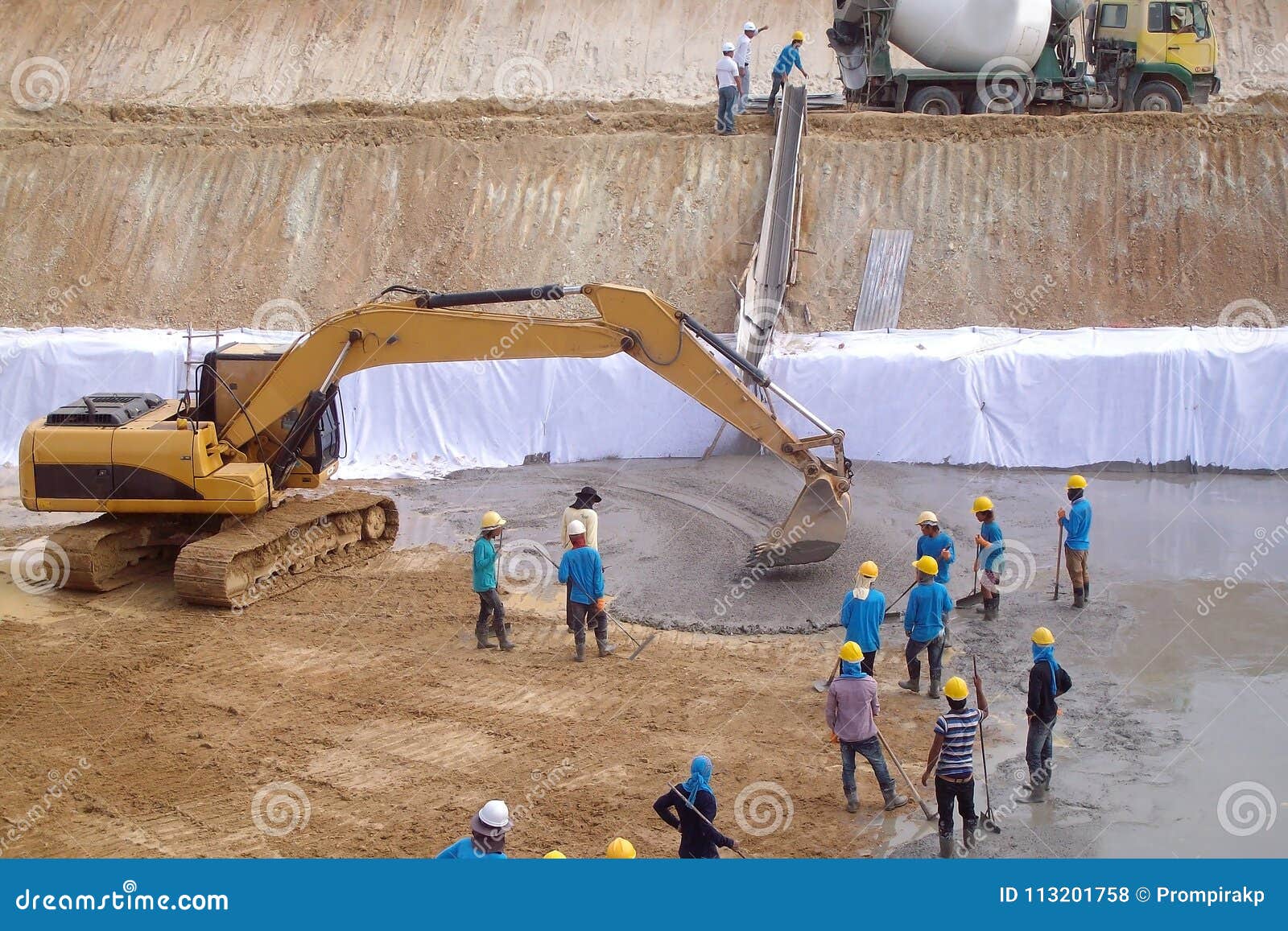 Machine and Worker Make Lean Concrete Editorial Stock Photo - Image of ...
