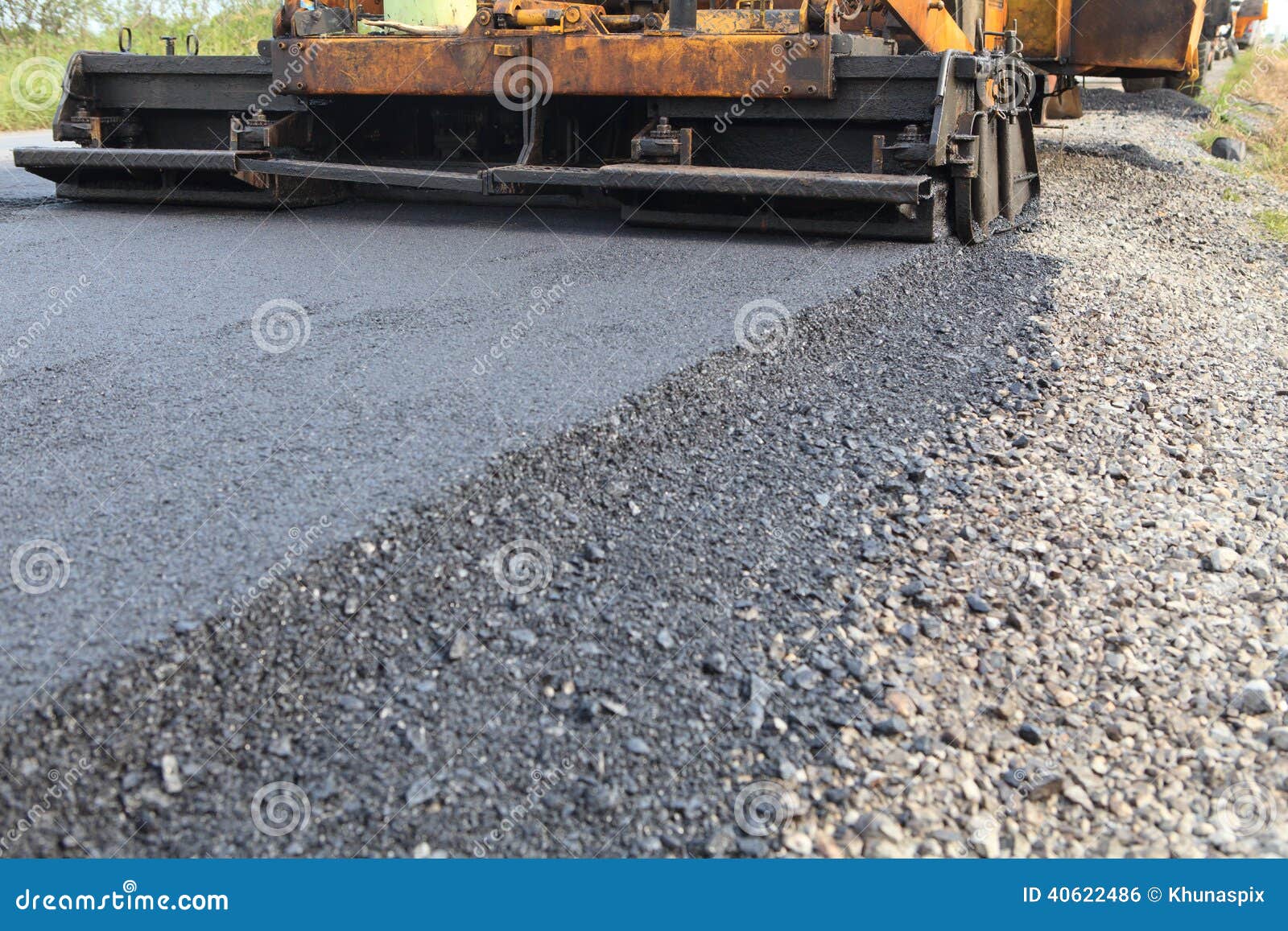 Machine Working of Asphalt Road Construction Stock Photo - Image of ...