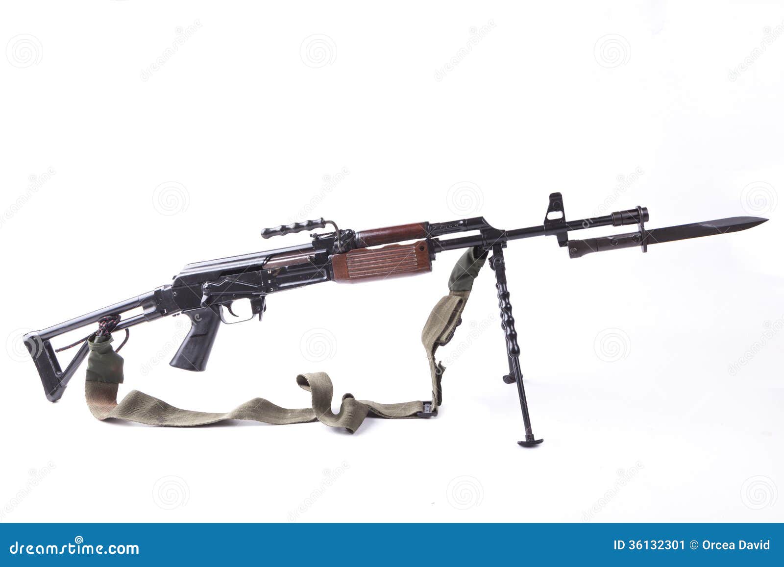 Machinegeweer met Bajonet stock afbeelding. Image of geladen - 36132301