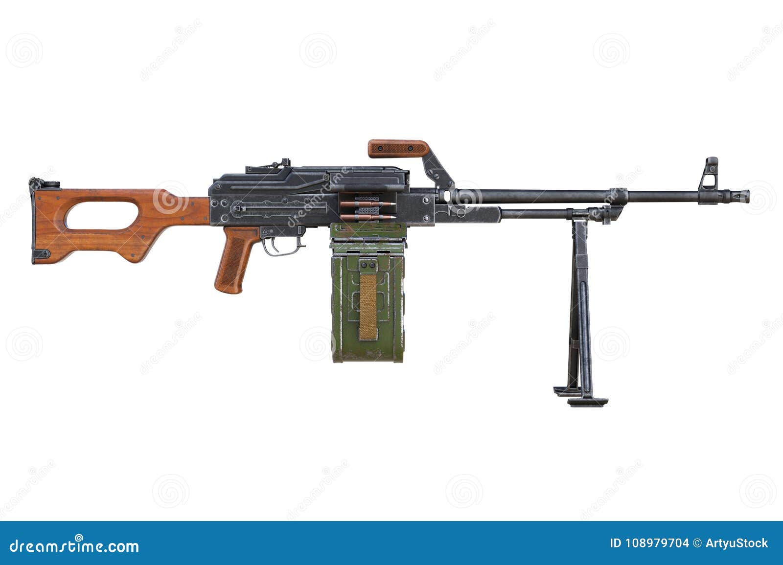 Machinegun Automatic, Side View Stock Illustration - Illustration of ...