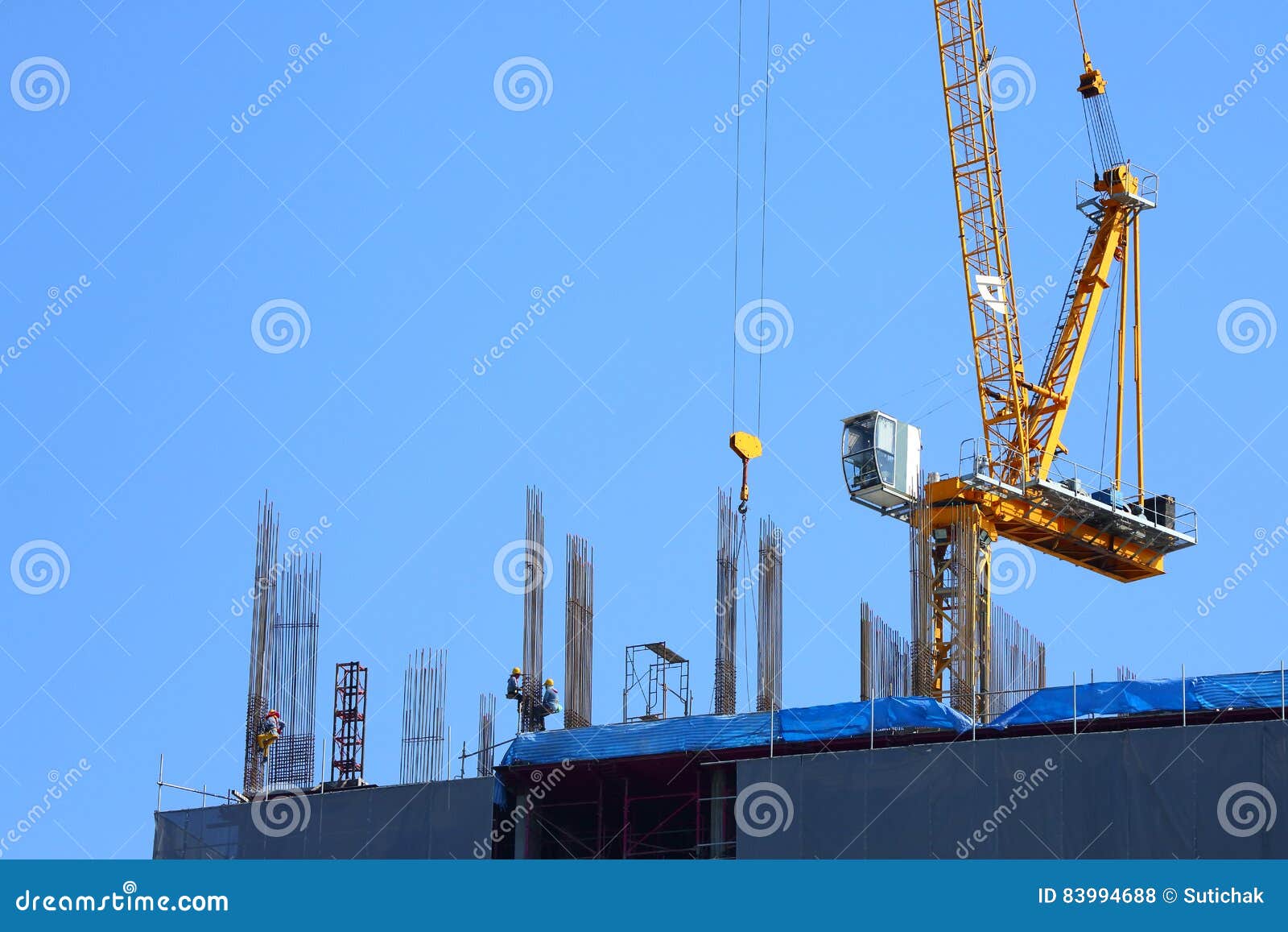 Machinery Crane in Construction Site Building Industry Stock Photo ...