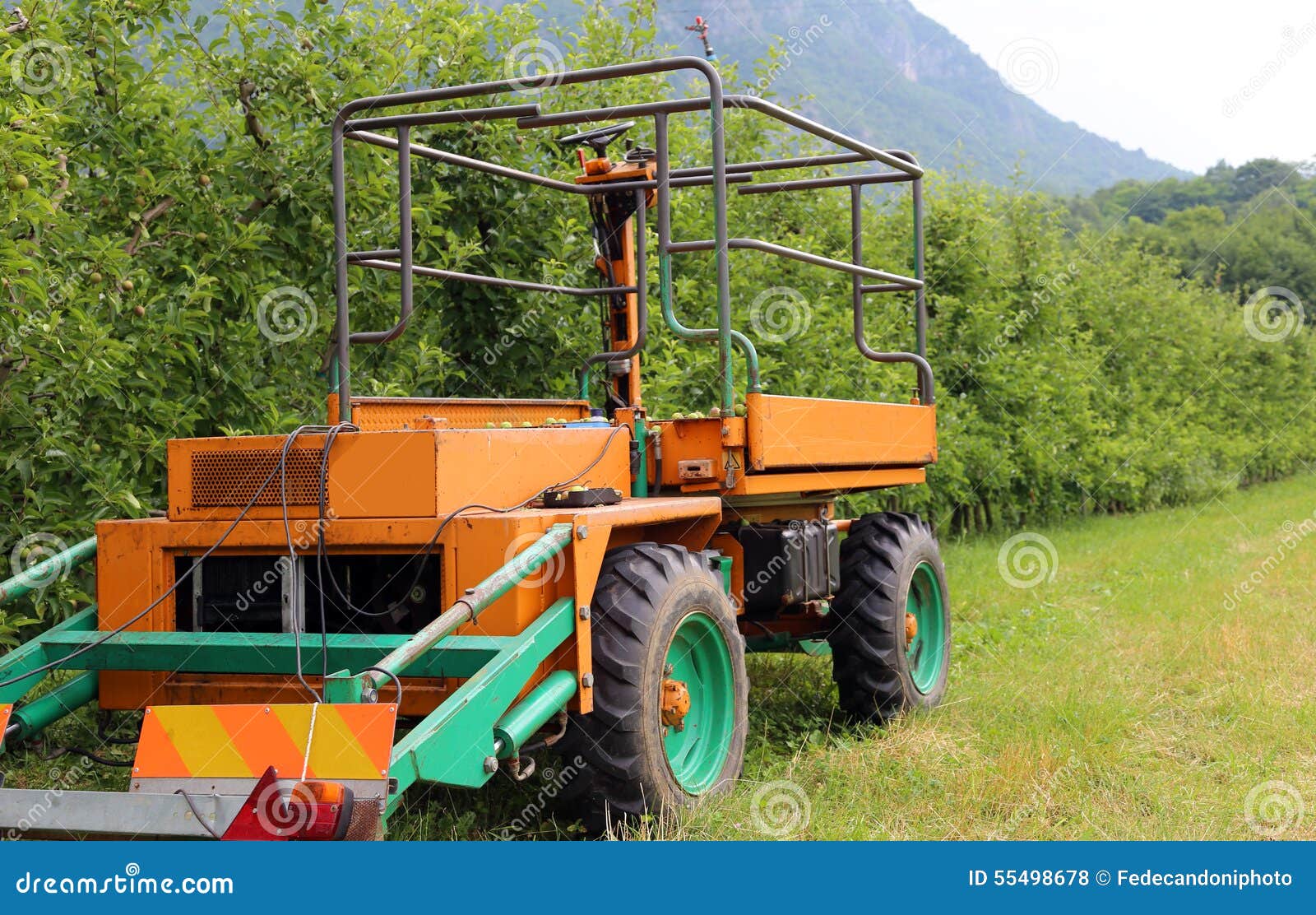 Machinery for the Harvest of Apples in the Orchard Stock Photo - Image ...