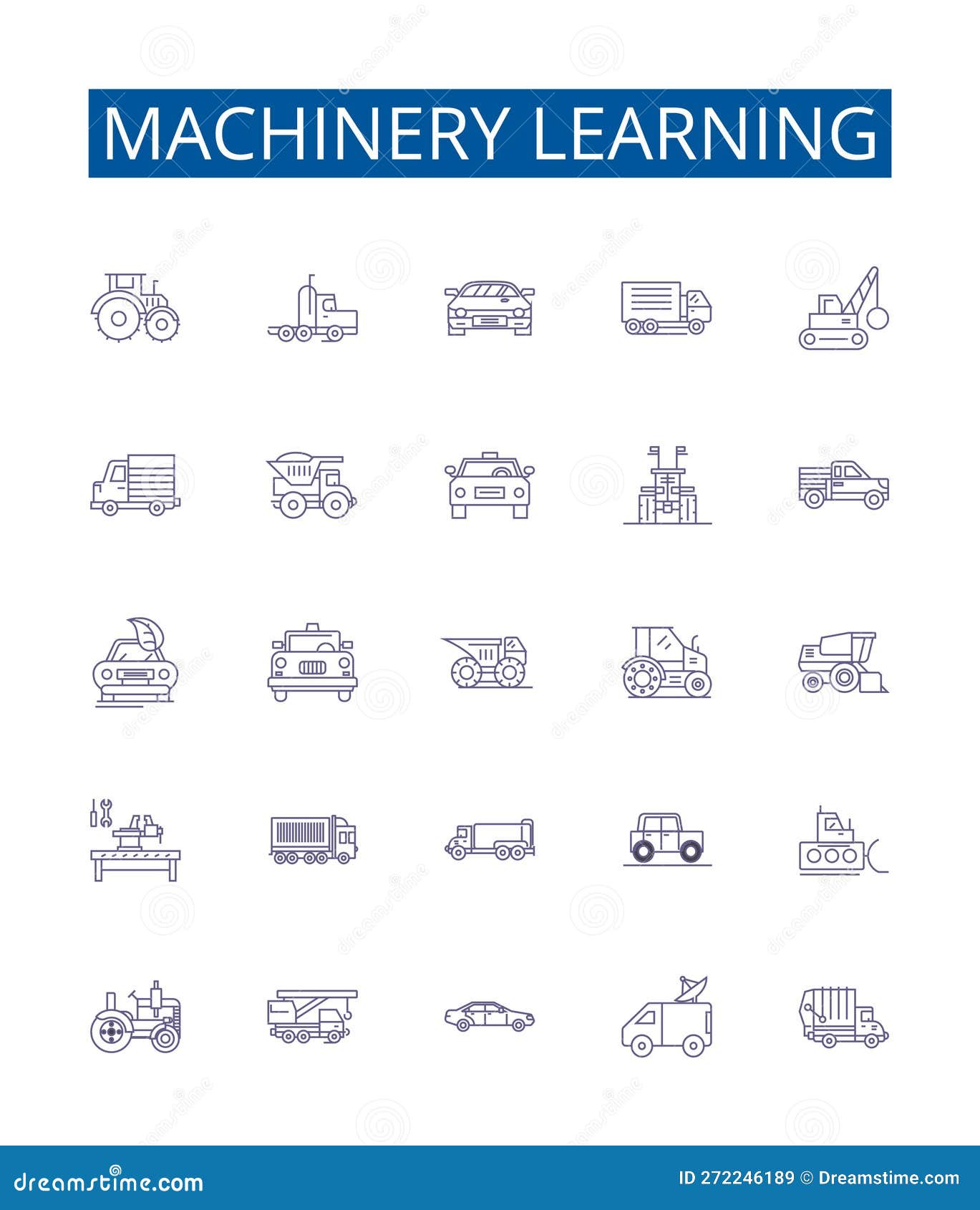 Machinery Learning Line Icons Signs Set. Design Collection of Machine, Learning, Artificial ...