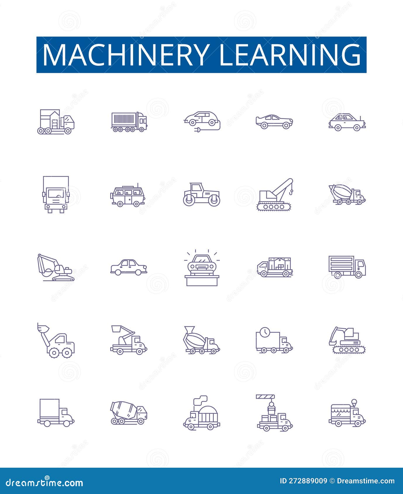 Machinery Learning Line Icons Signs Set. Design Collection of Machine, Learning, Artificial ...