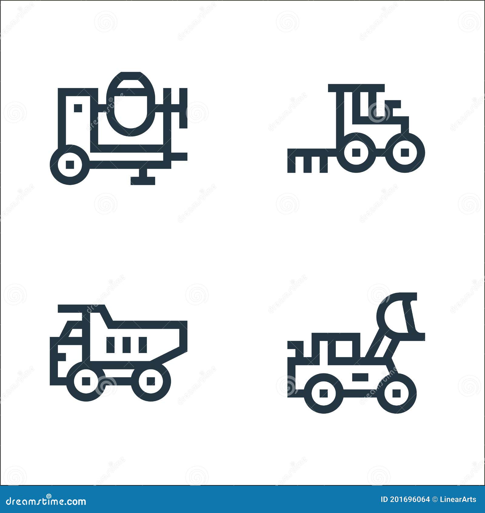 Machinery Line Icons. Linear Set Stock Vector - Illustration of dumper ...