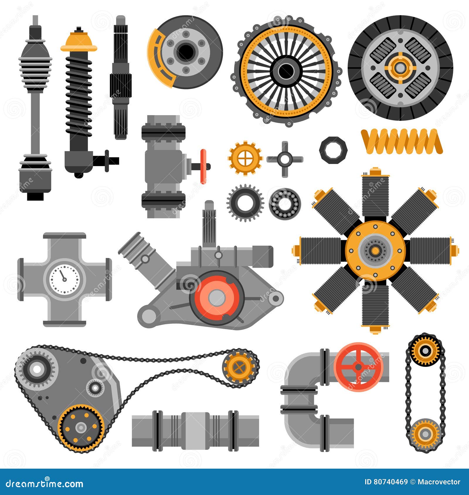 Machinery Parts Set stock vector. Illustration of metal - 80740469