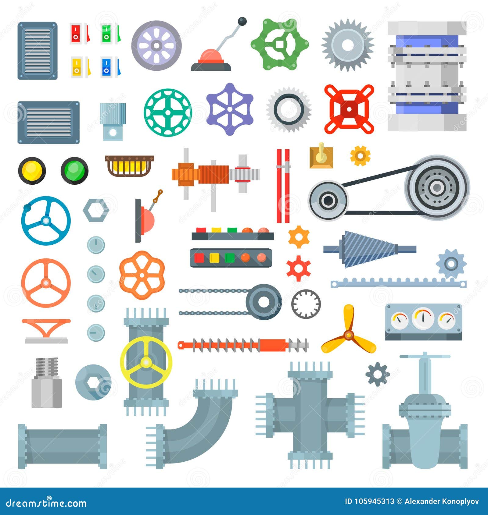 Machinery parts set stock vector. Illustration of metal - 105945313