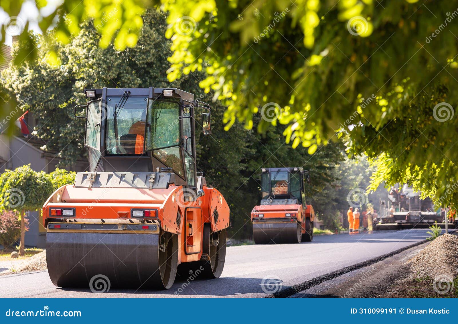 Compactor Roller during Road Construction at Asphalting Work Stock ...