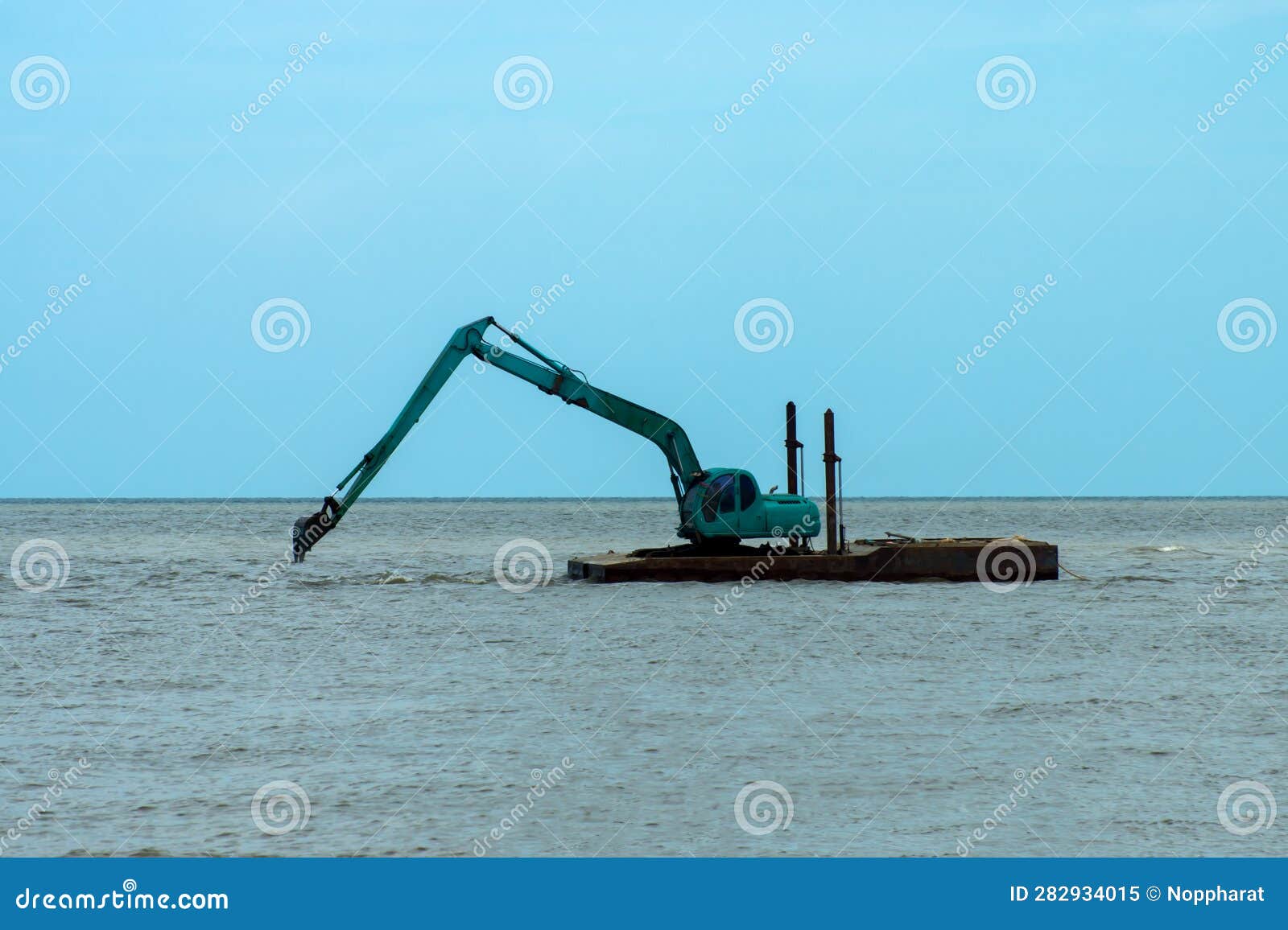 Machines are Dredging Sand in the Sea Stock Image - Image of sand ...