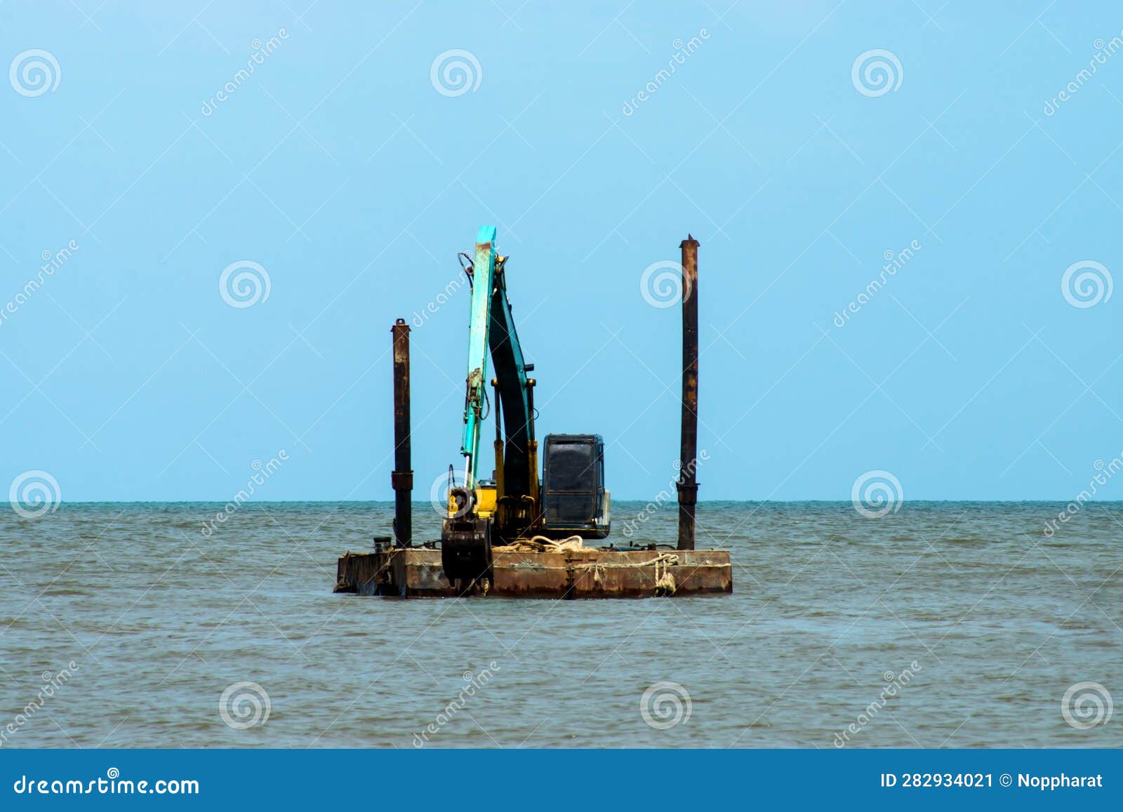 Machines are Dredging Sand in the Sea Stock Image - Image of equipment ...