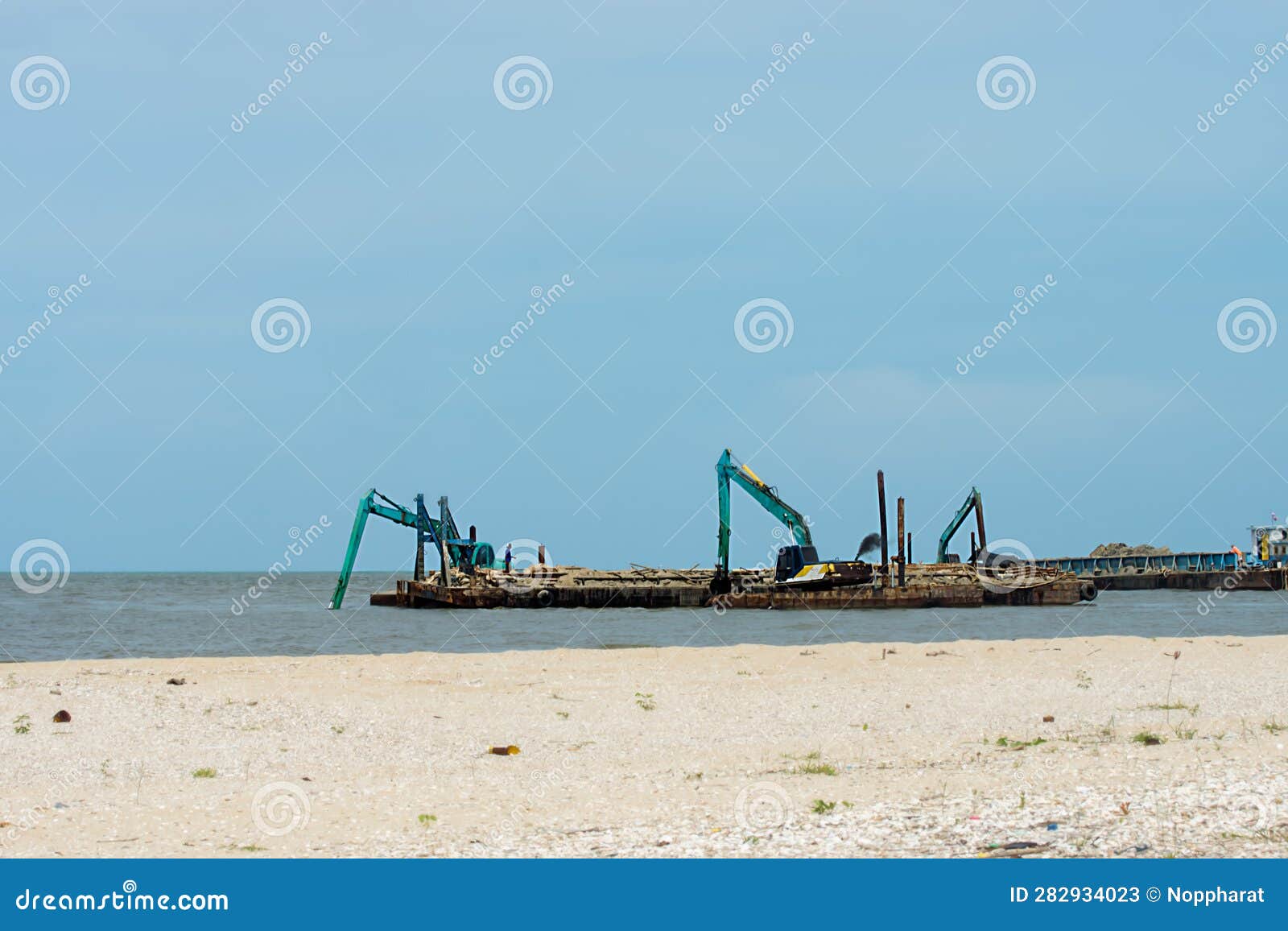 Machines are Dredging Sand in the Sea Stock Image - Image of sand ...