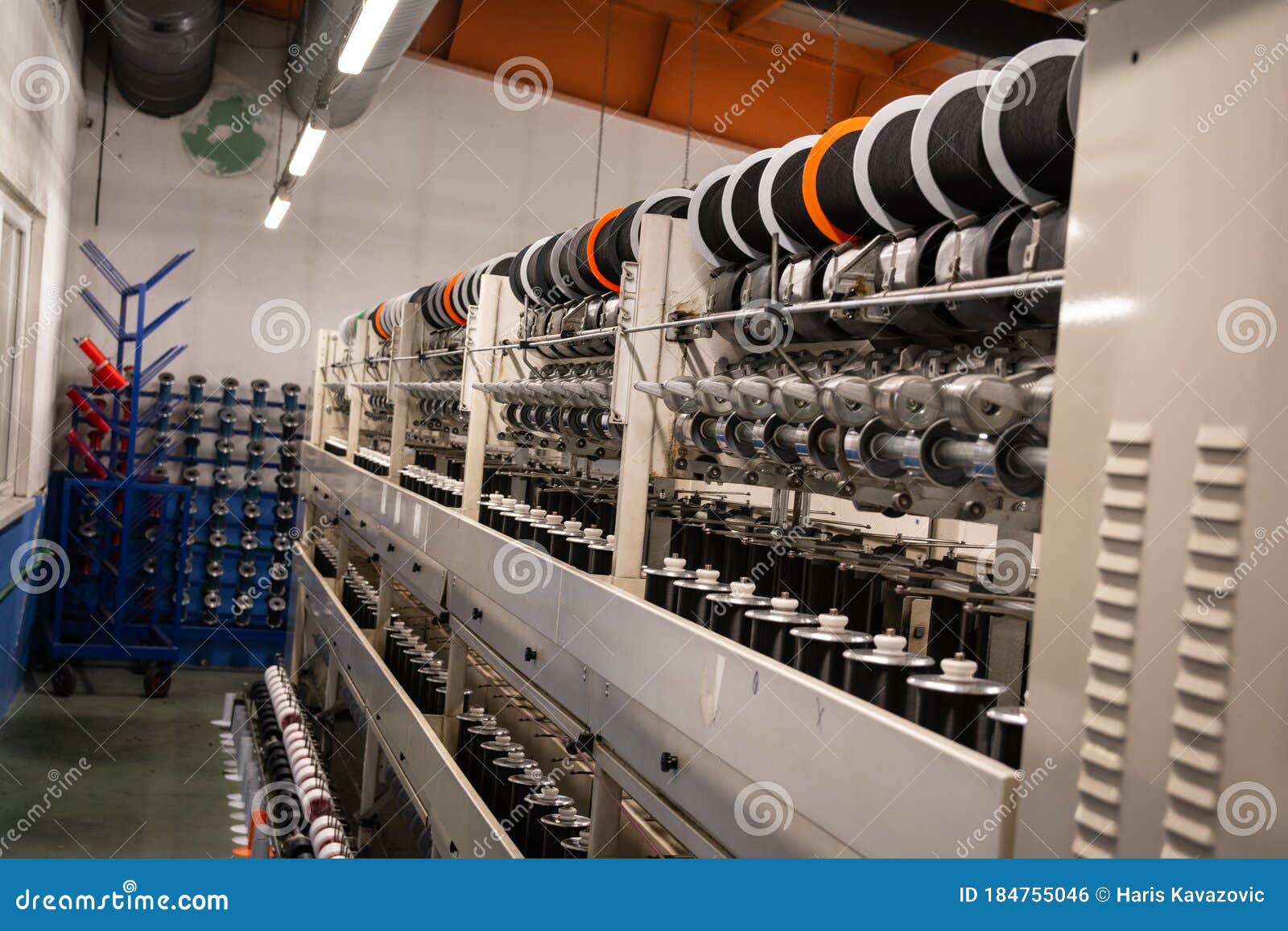 Machines for rewinding stock photo. Image of factory - 184755046