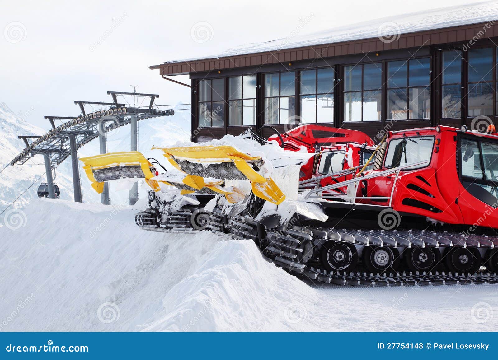 Machines for Skiing Slope Preparations Stock Photo - Image of ratrac ...