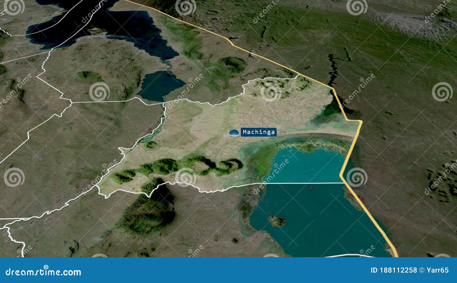 Machinga, Malawi - Highlighted with Capital. Satellite Stock ...