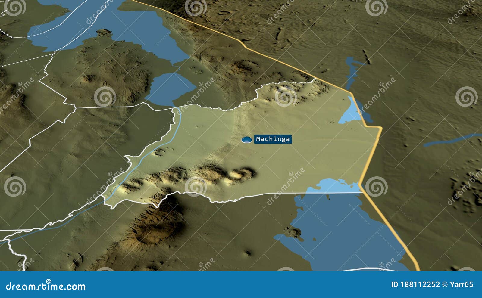 Machinga, Malawi - Highlighted with Capital. Physical Stock ...