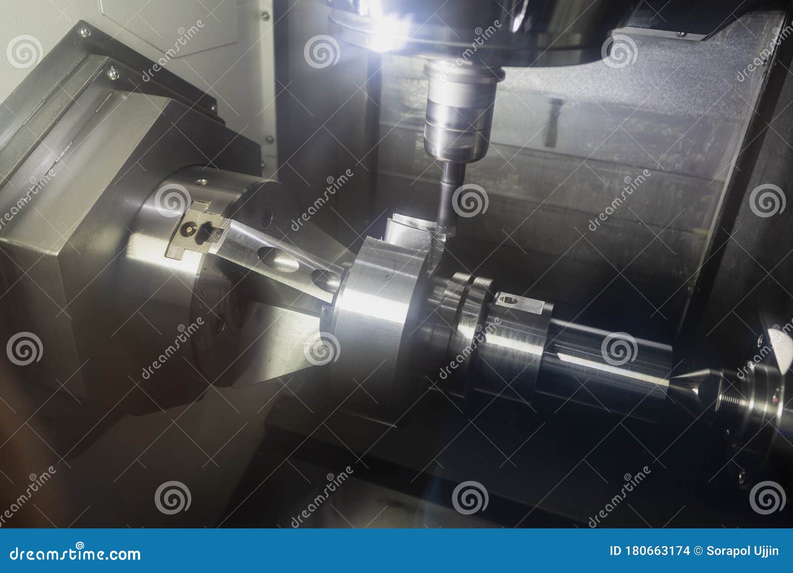 Machining Automotive Part by Cnc Turning Machine Stock Photo - Image of ...