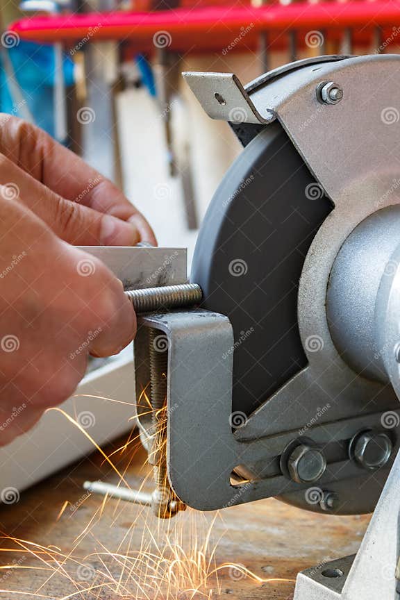 Machining of Bolt on the Grinding Machine Stock Image - Image of iron ...