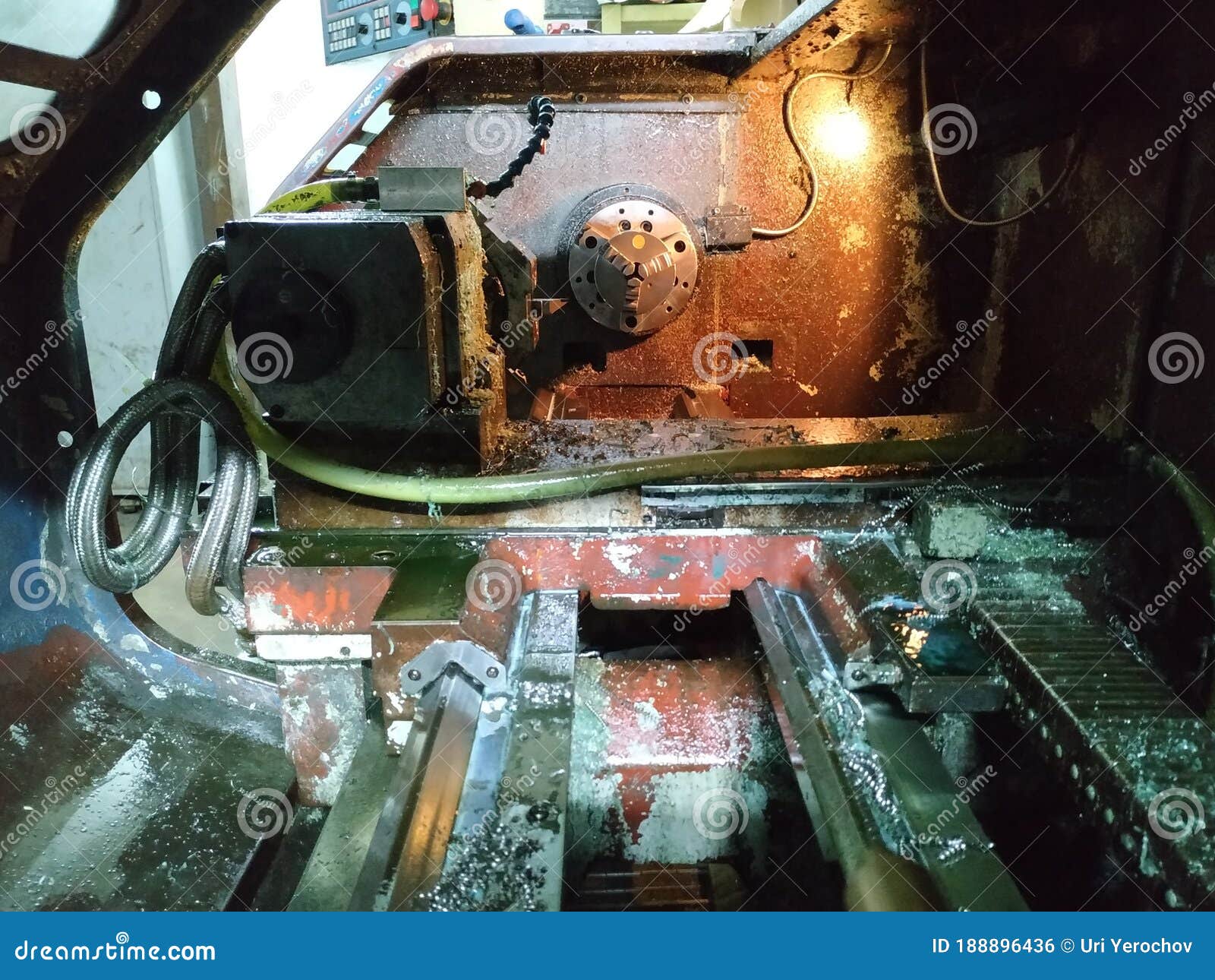 Old Cnc Lathe Rusty and with Peeling Paint in Working Condition Stock ...