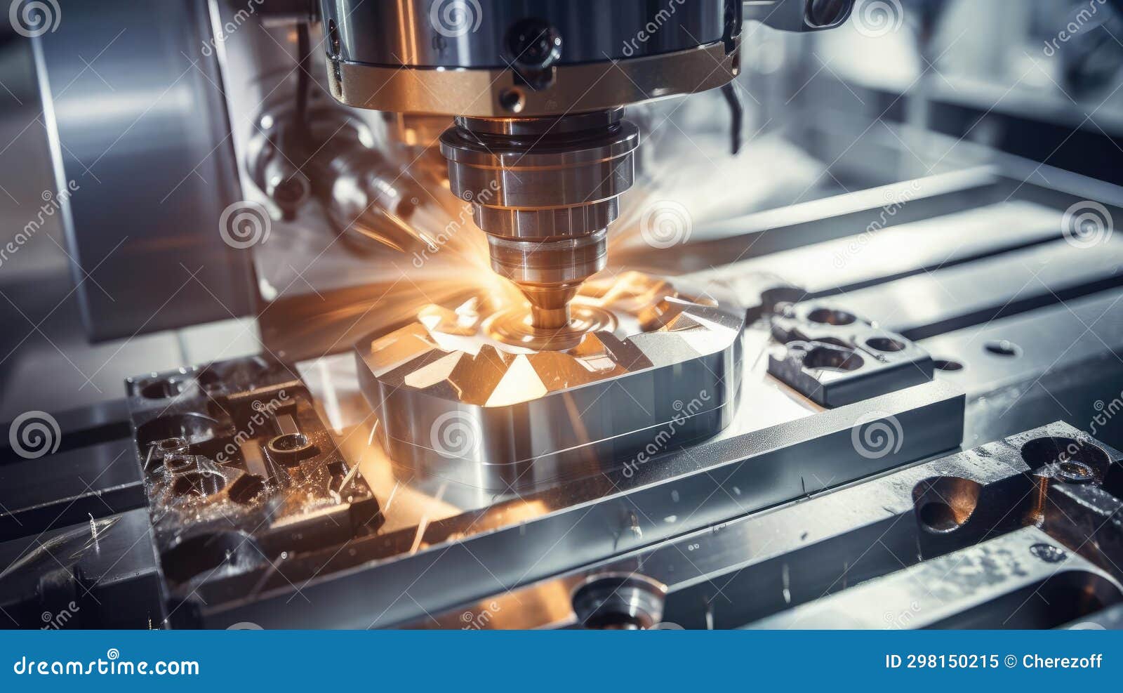 Machining a Part on a Milling Machine Stock Illustration - Illustration ...