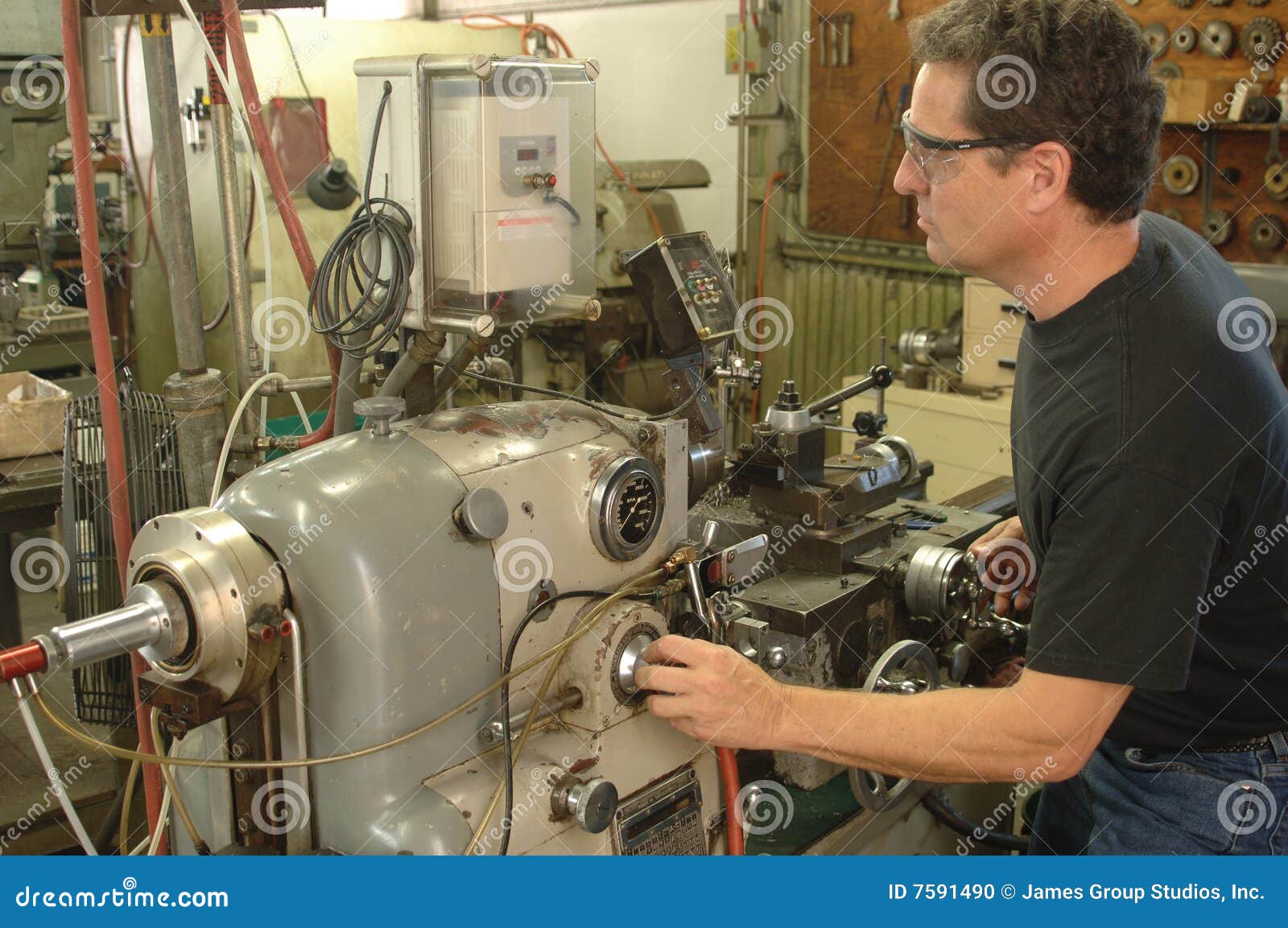 Machinist stock photo. Image of blue, milling, lathe, industrial - 7591490
