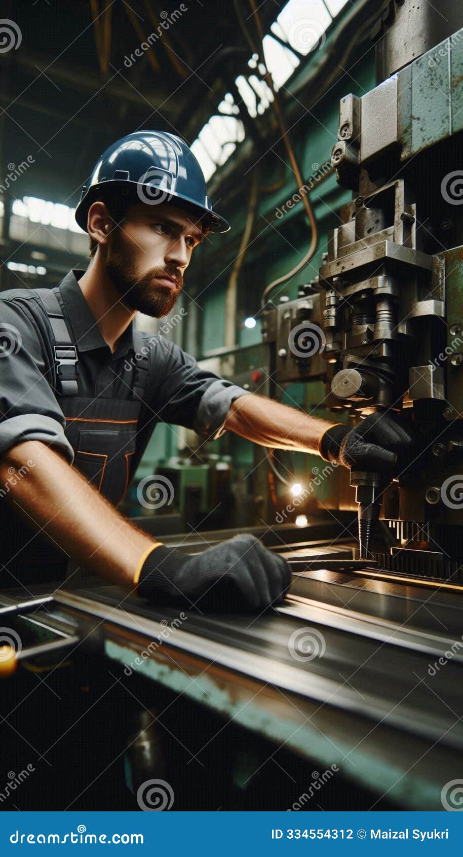 Machinist Operating Industrial Machine in Factory Setting Stock ...