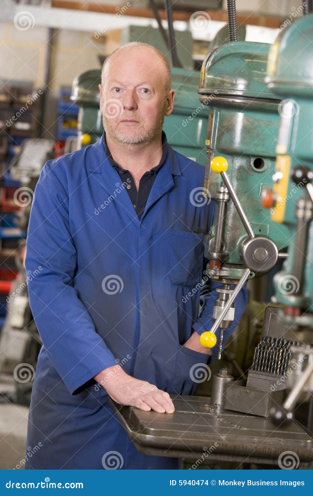 Machinist Working on Machine Stock Photo - Image of operator, blue: 5940474