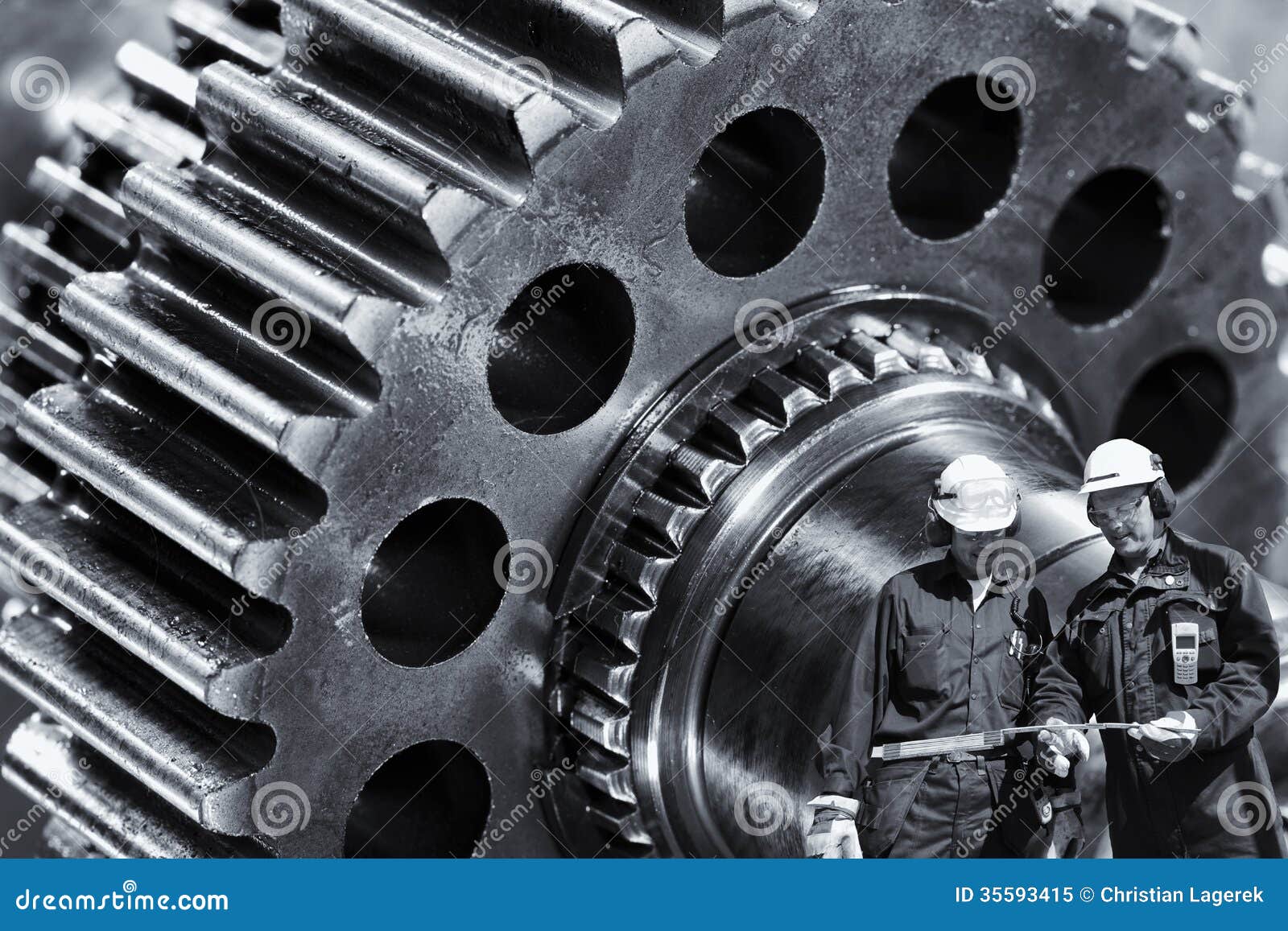 Machinists, Engineers with Giant Cogwheels Machinery Stock Image ...