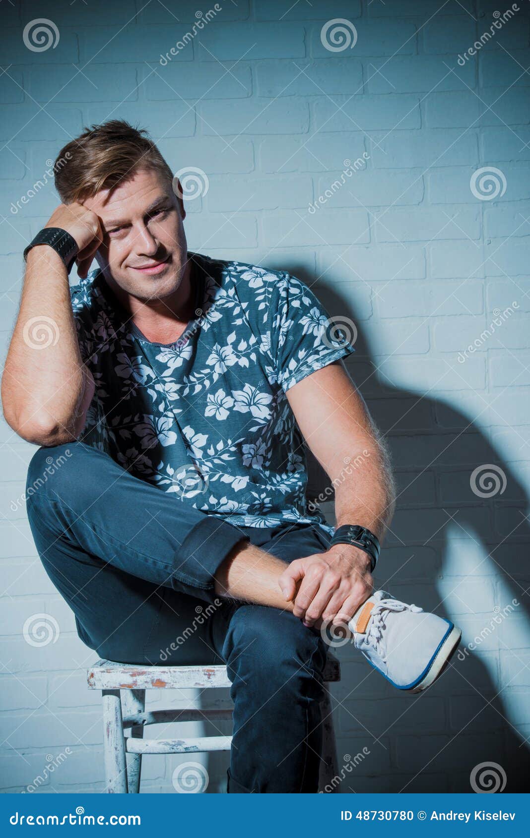 Macho look stock photo. Image of model, adult, indoor - 48730780