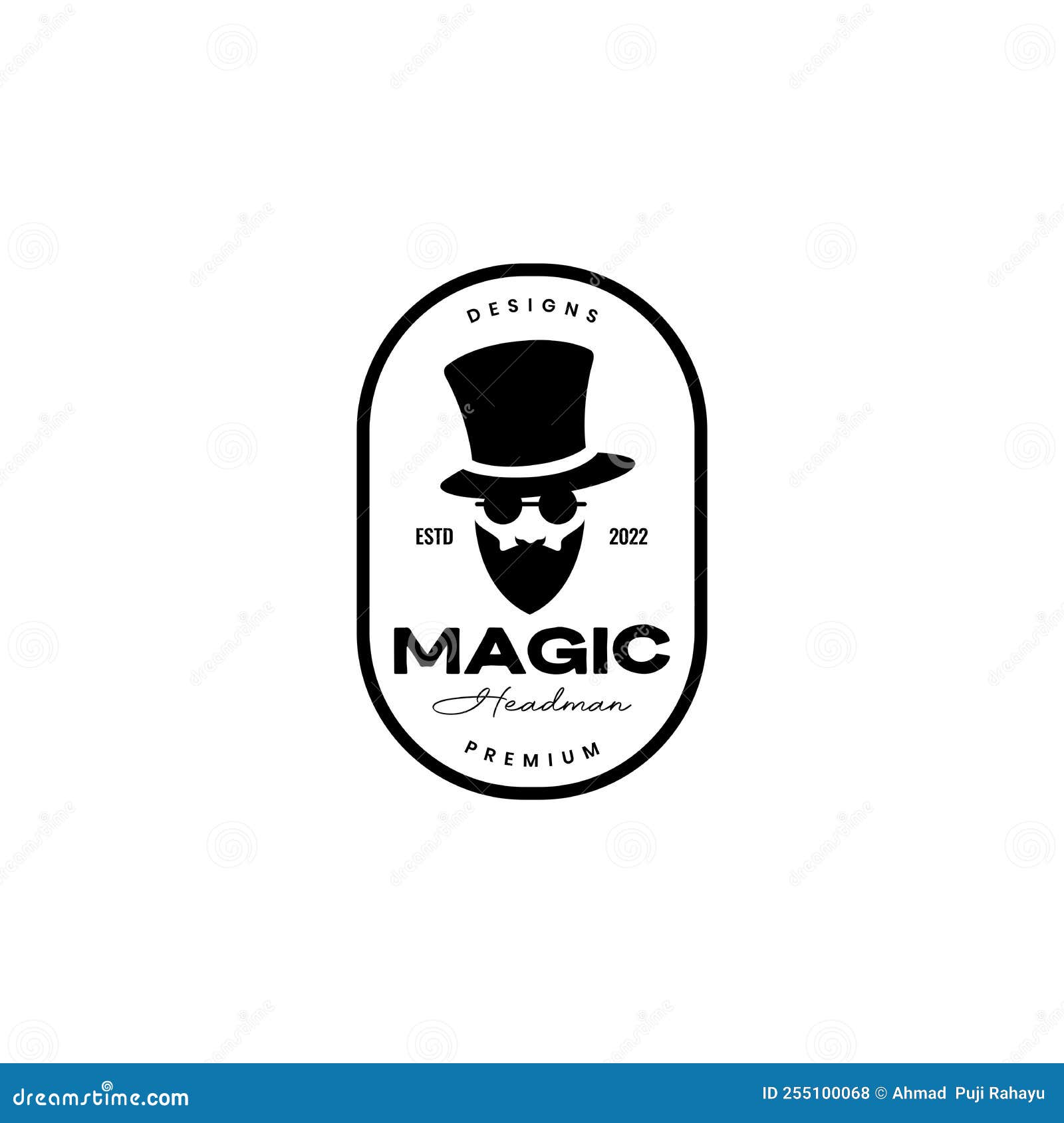 Macho Man With Bearded Long Hat Logo Design Vector Illustration ...
