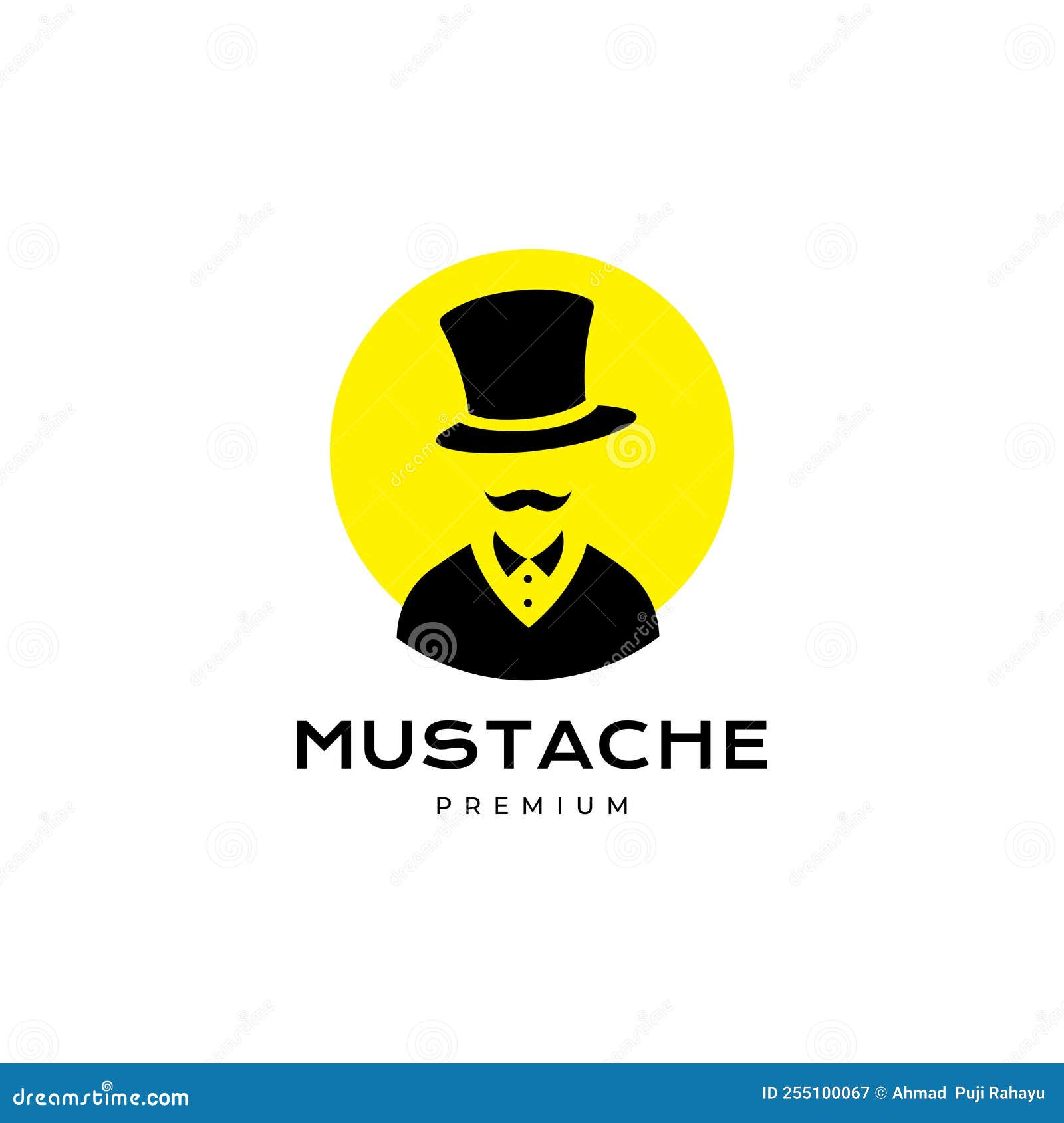 Macho Man with Mustache Long Hat Logo Design Stock Vector ...
