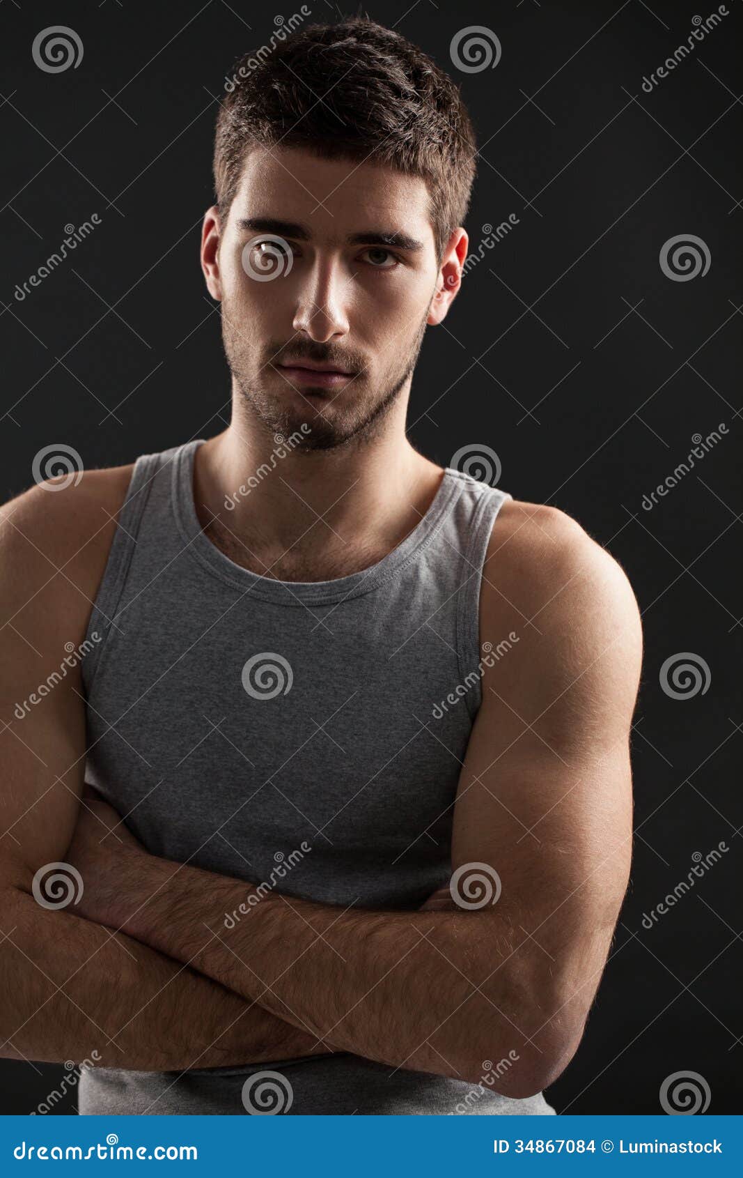 Macho Man s Portrait stock photo. Image of hair, black - 34867084