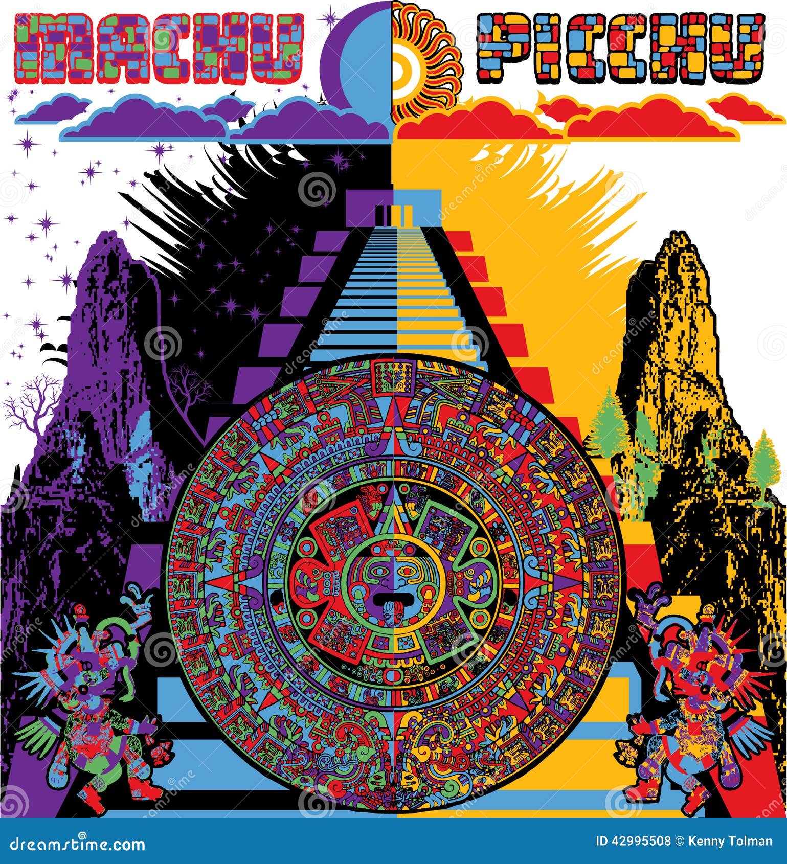 Machu Picchu Landscape Peru Hand Drawn Sketch Cartoon Vector ...