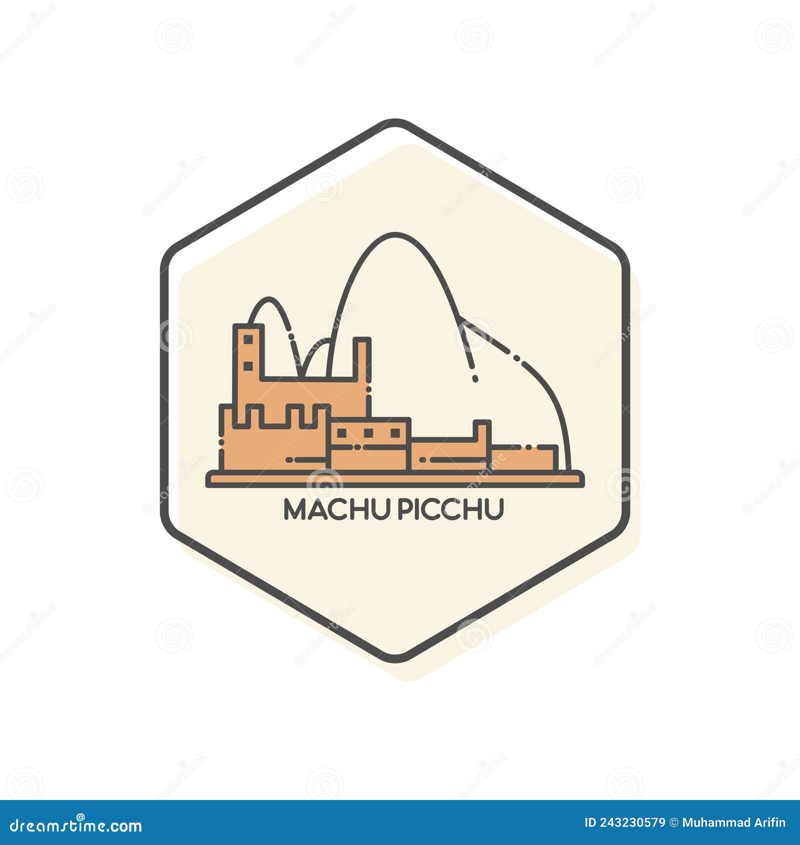 Machu Picchu - Peru Lineal Color Icon. Stock Vector - Illustration of ...