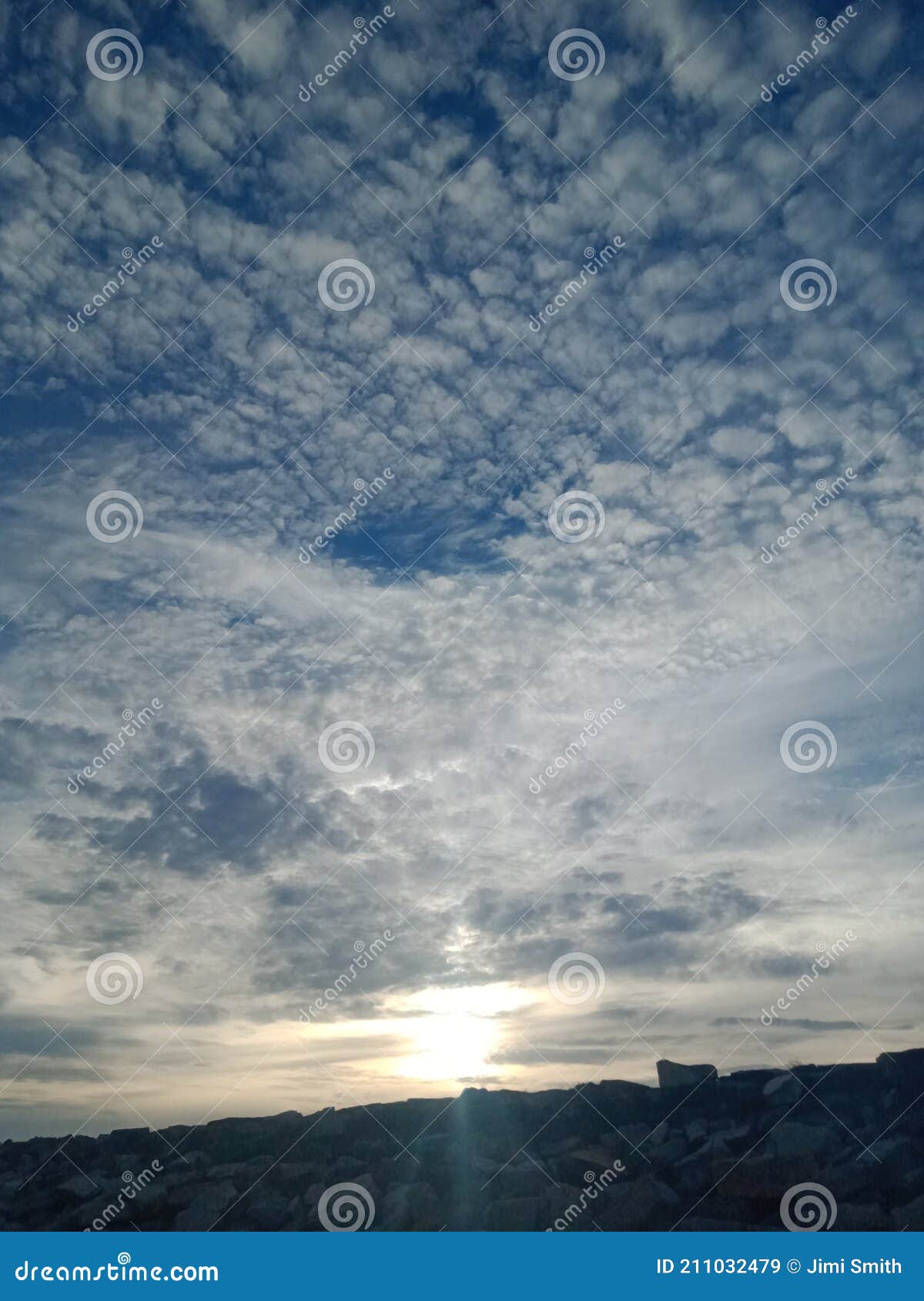 Mackerel Cloud Sky Sunset Seawall Stock Image - Image of seawall, dusk ...