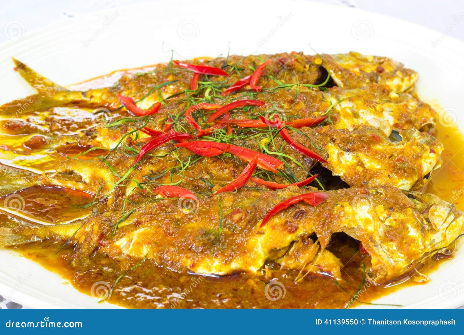 Mackerel in Dried Red Curry Stock Photo - Image of seafood, mackerel ...