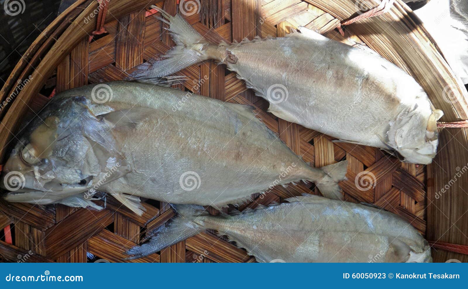 Mackerel Fish in Bamboo Basket Ready for Cooking at Vendor Kiosk Stock ...