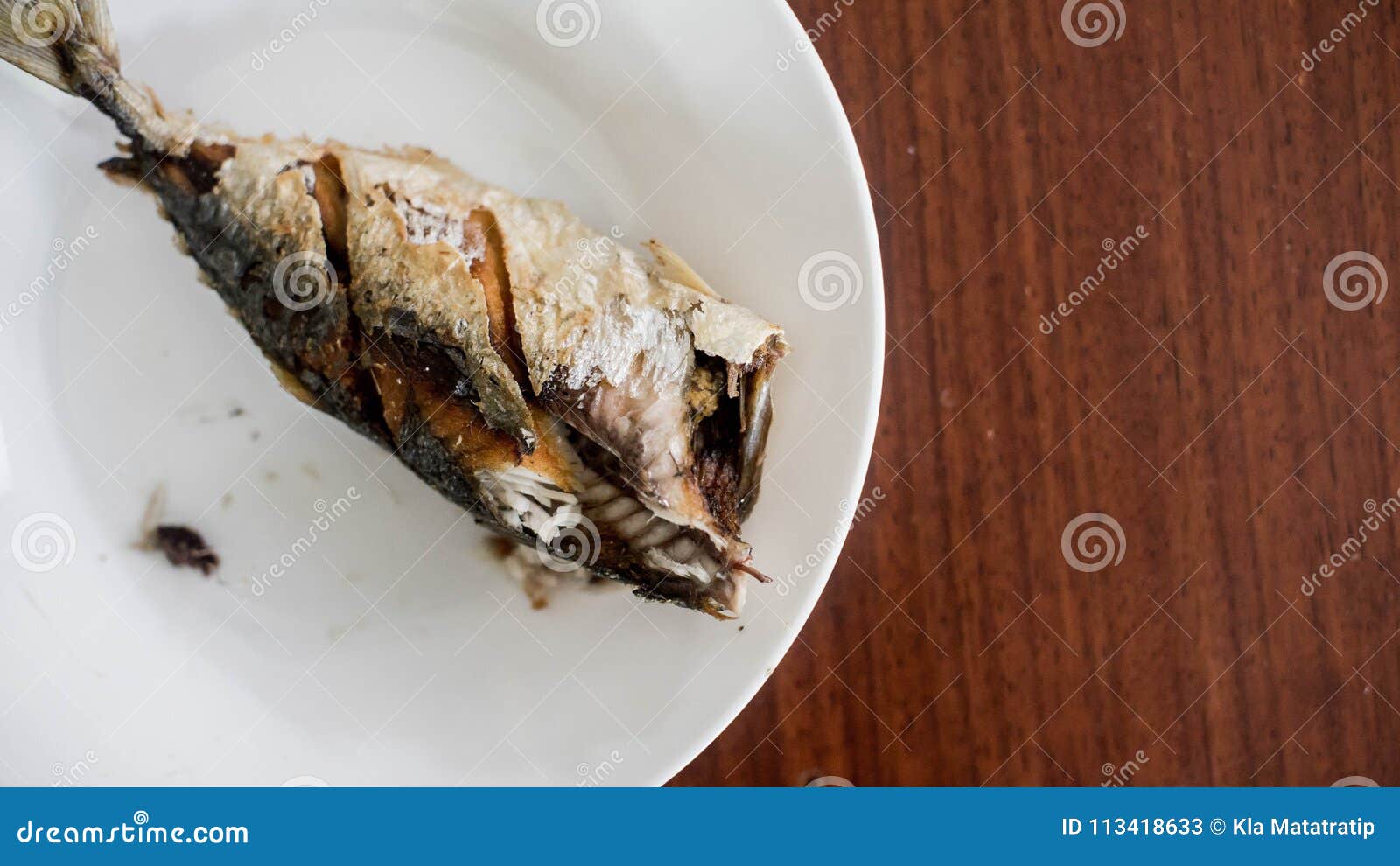 Mackerel Fish Fired on the Dish, Thai Food Stock Image - Image of fish ...