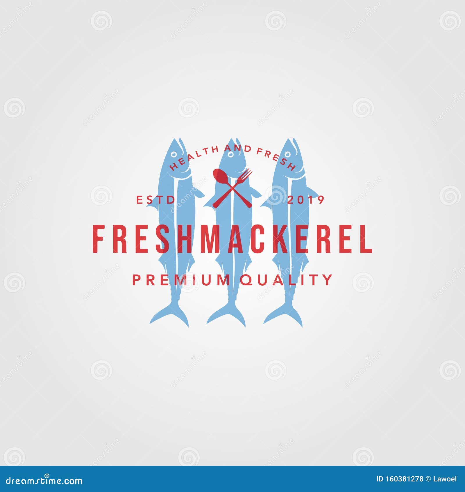 Mackerel Fish Logo Overlapping Vintage Label Packaging Vector Seafood ...